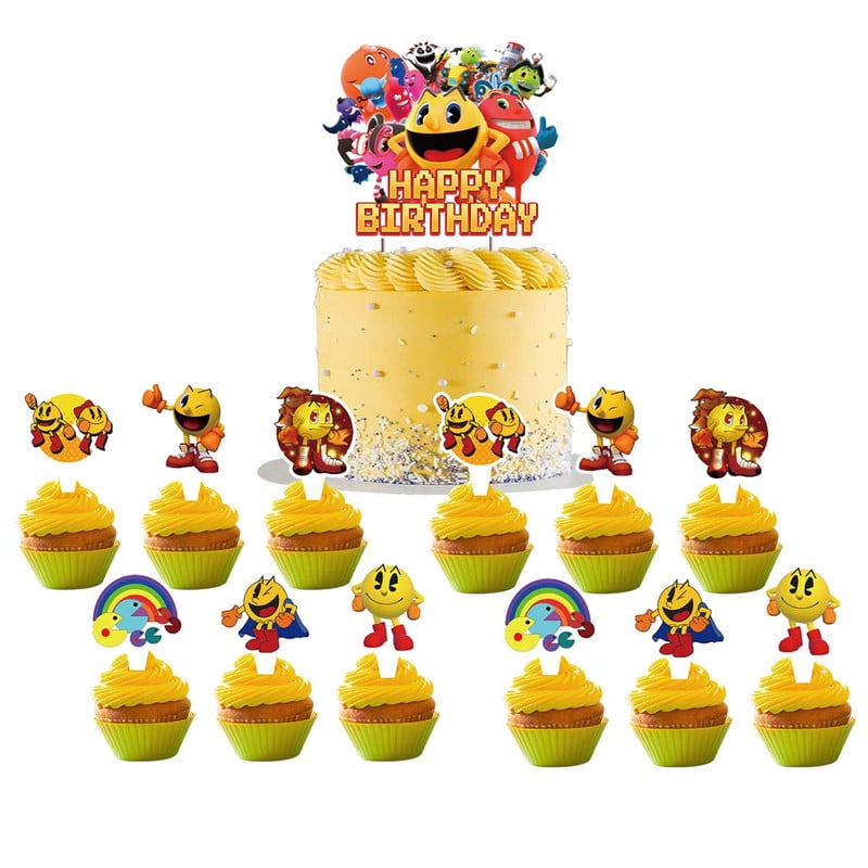 Pacman Cake Topper CupcakeS Set Birthday Party Supplies Decoration ...