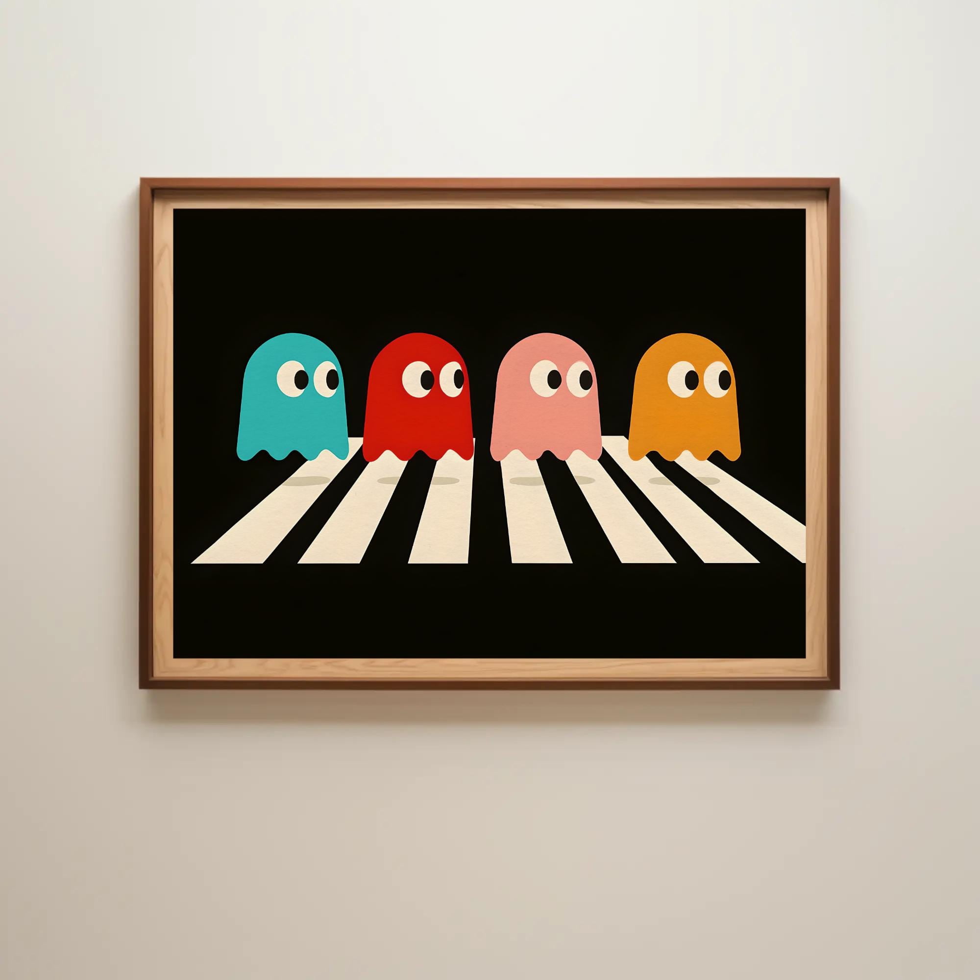 Pacman Ghosts, Abbey Road, Retro Arcade Poster, Wall Art, Man Cave ...