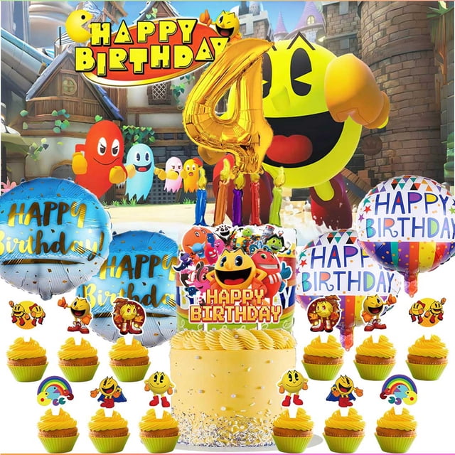 Pacman Party Supplies Decor 4th Kit Balloons Birthday Cake Topper ...