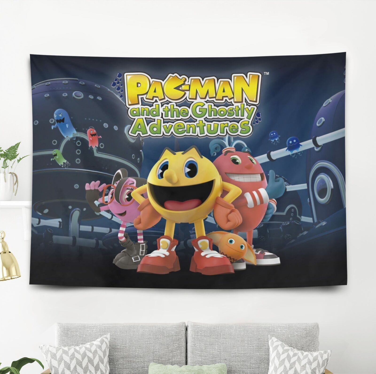 Pacman Tapestry Wall Hanging Wall Decoration For Bedroom Kids Cute ...
