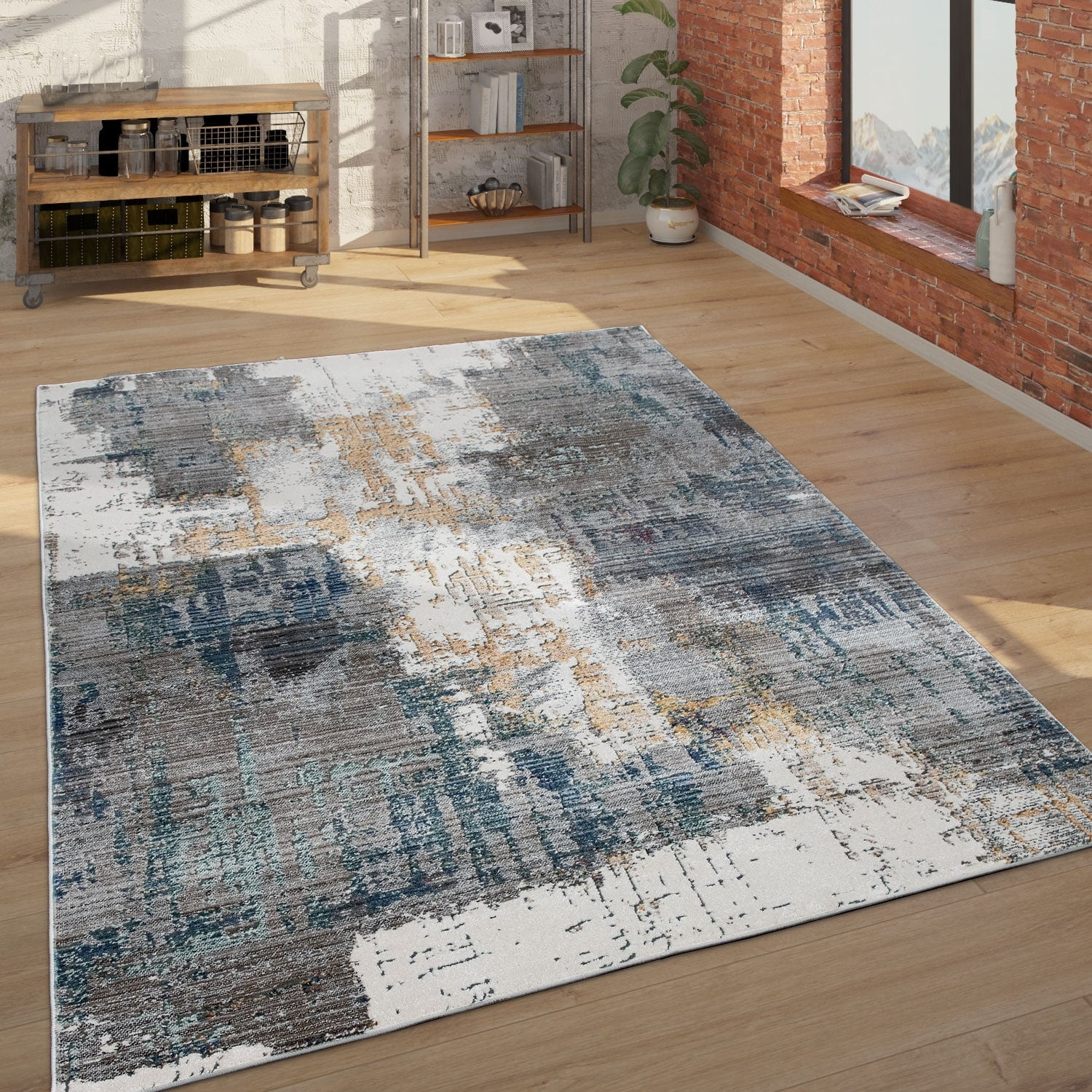 Paco Home Abstract Rug For Living Rooms, Modern 3D Design in Grey Blue ...