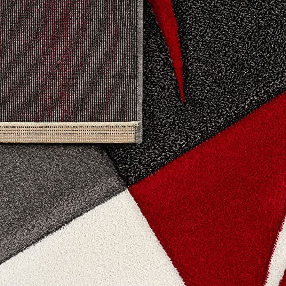 Paco Home Area Rug Checkered with Modern Carved Shades in Red Black ...