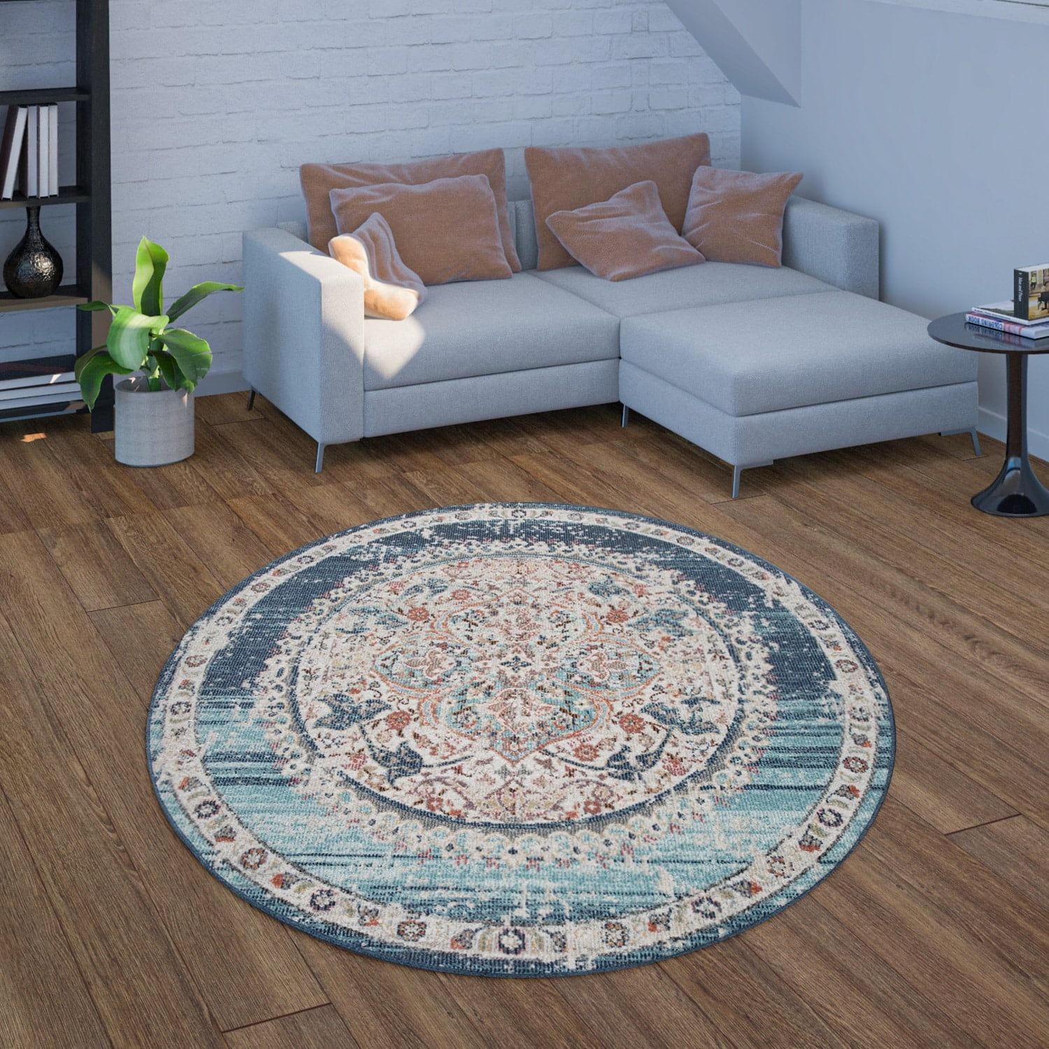 Paco Home In & Outdoor Area Rug for Patio Oriental Pattern In Blue Grey ...