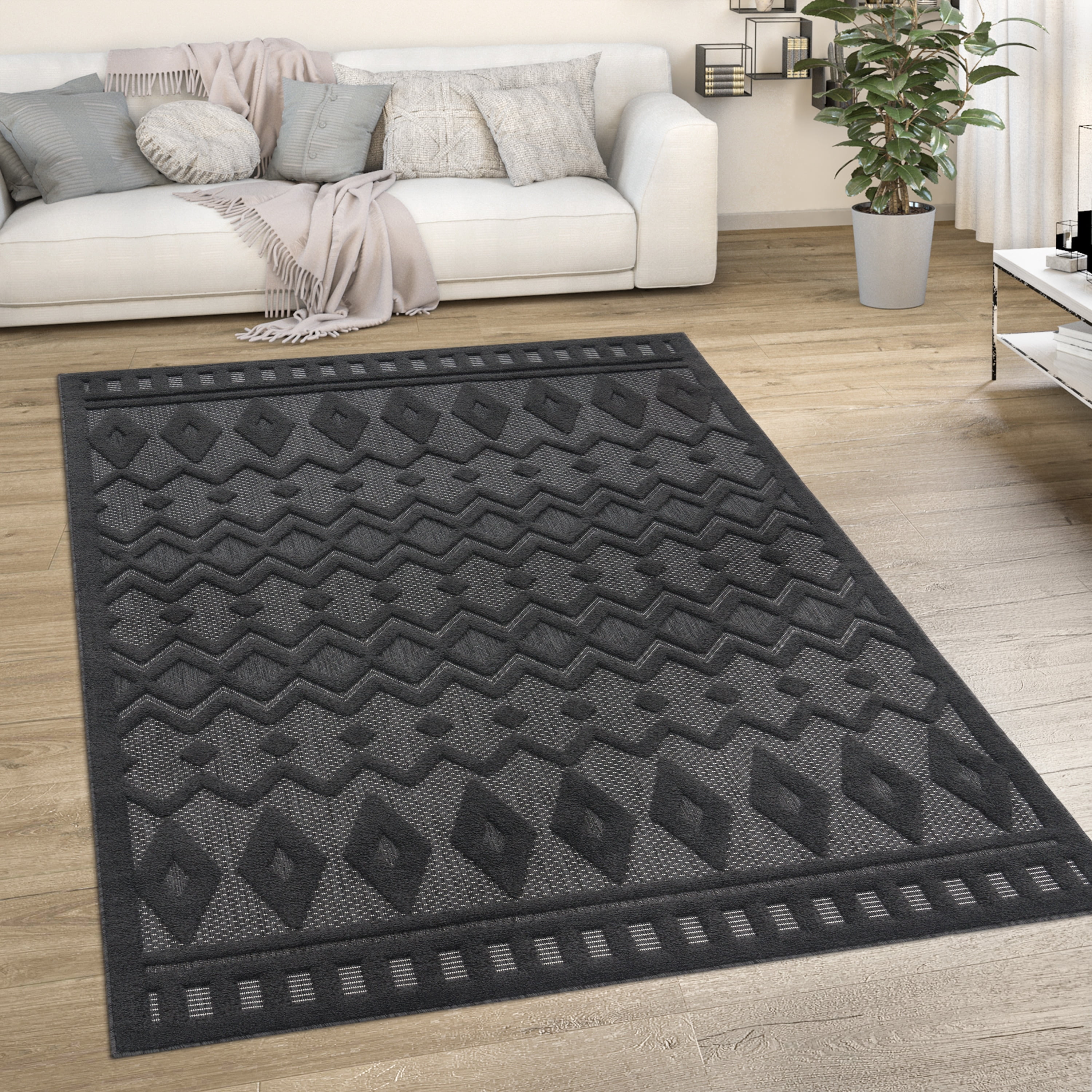 Paco Home Indoor & Outdoor Rug With Geometric Trellis High-Low Pattern ...