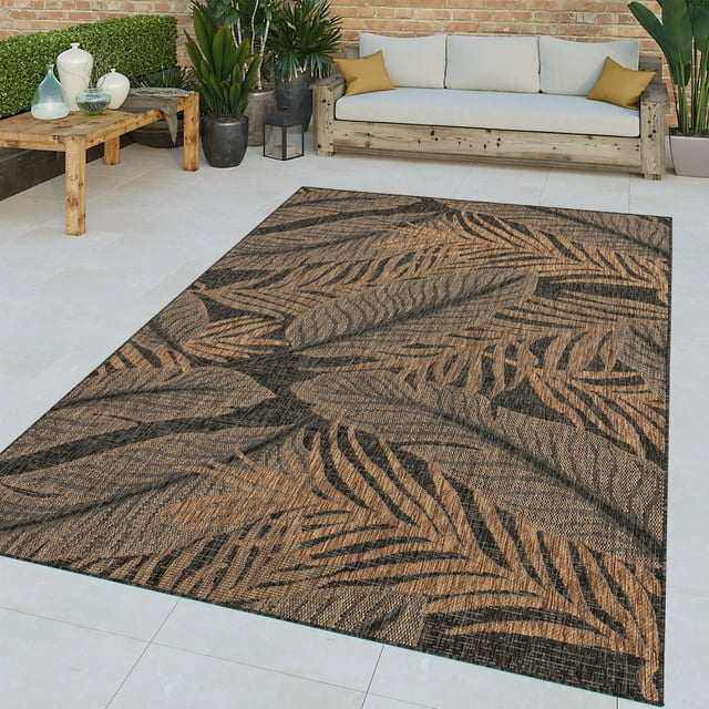 Paco Home Indoor & Outdoor Rug with Palm Leaf Pattern nature - 6'7" x 9 ...