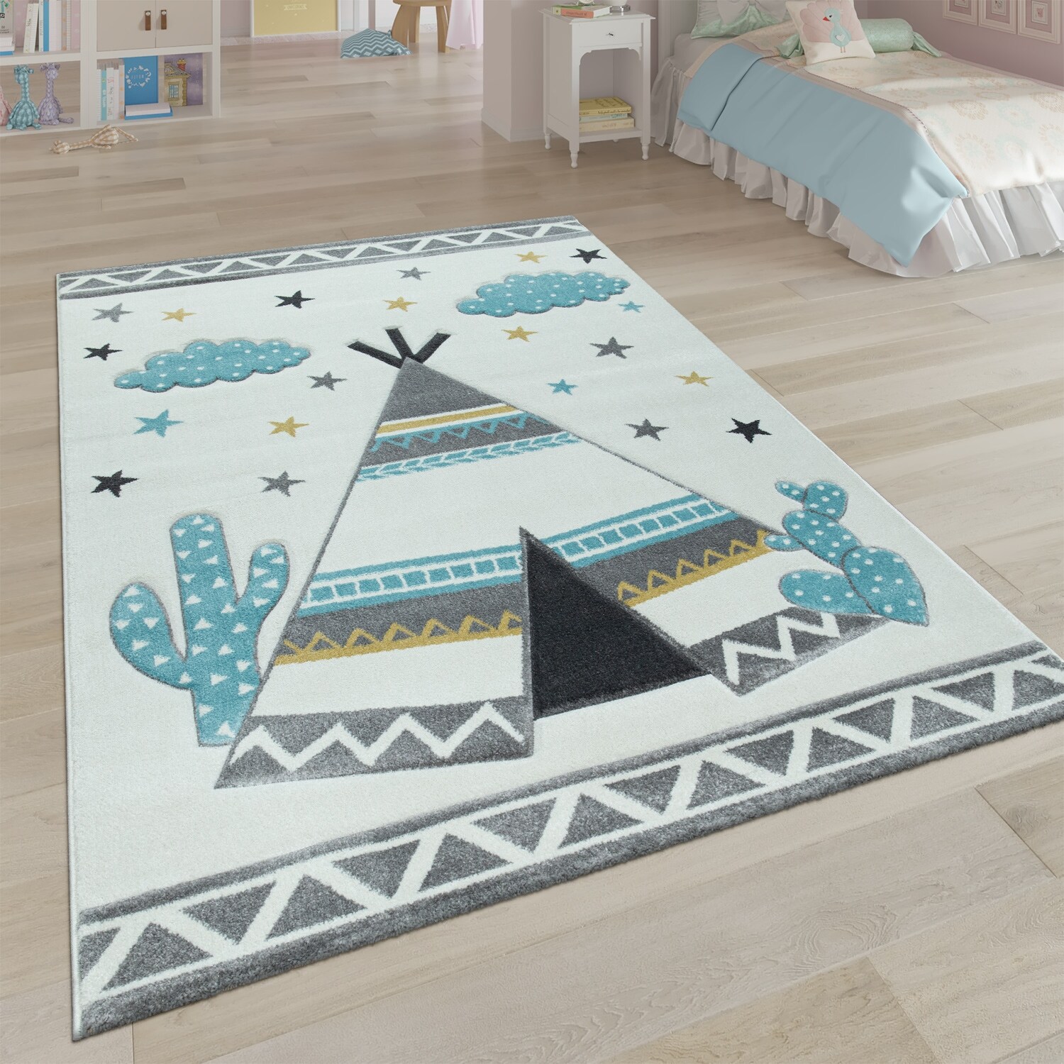 Paco Home Kid's Rug for Children's Rooms in Beige Pastel Colors with ...
