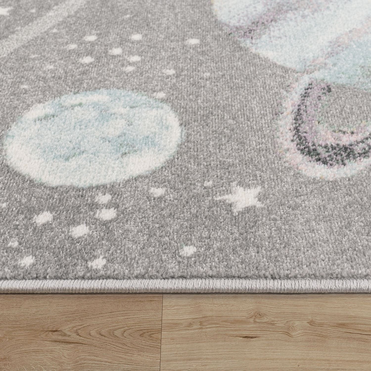 Paco Home Kids Rug Space with Planets and Stars in Pastel Colors grey ...