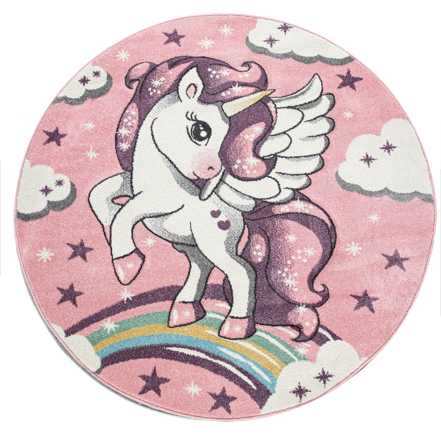 Paco Home Kids Rug for Nursery Enchanted Unicorn and Rainbows in the ...