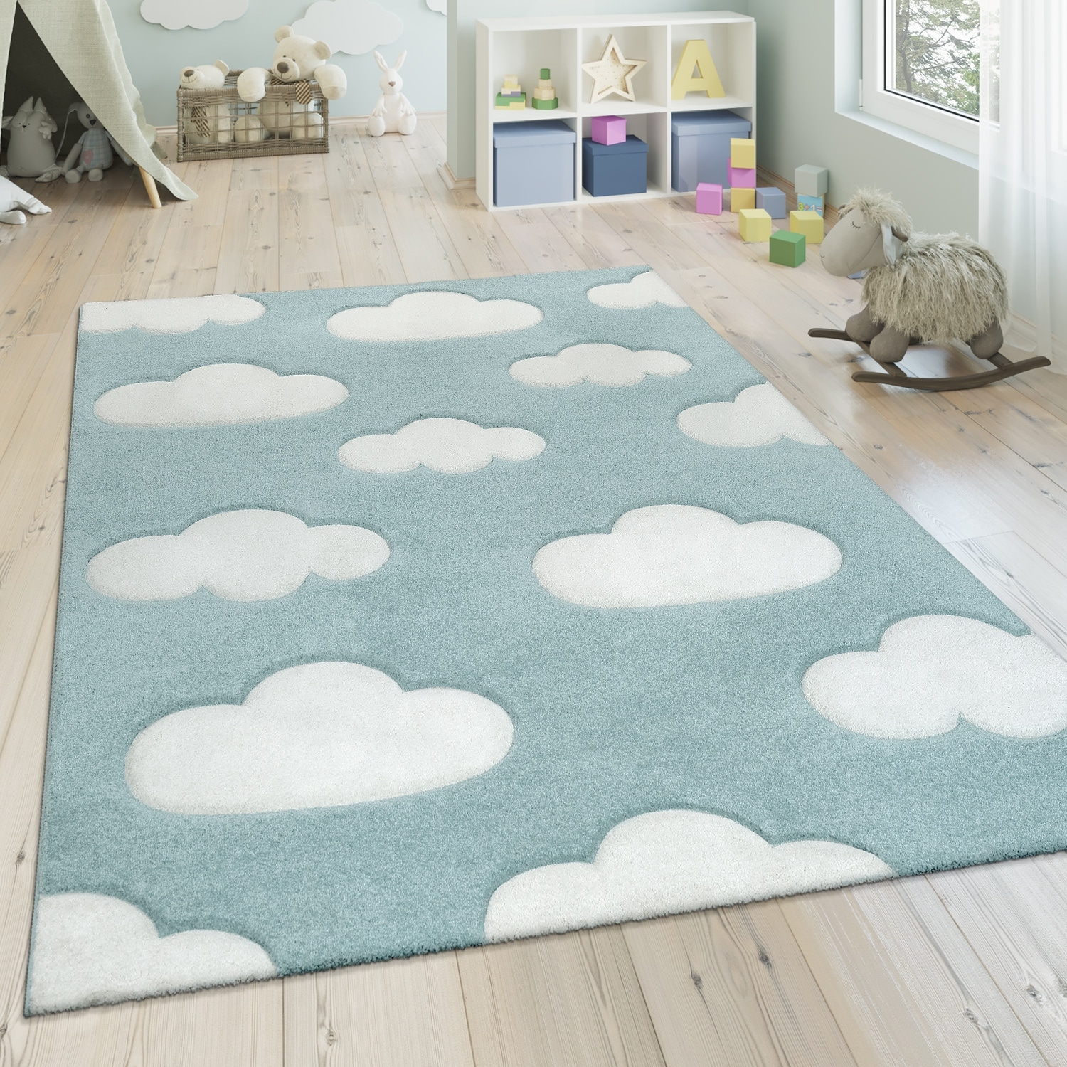 Paco Home Kids Rug with Clouds in Pastel Colors for Children's Room or ...