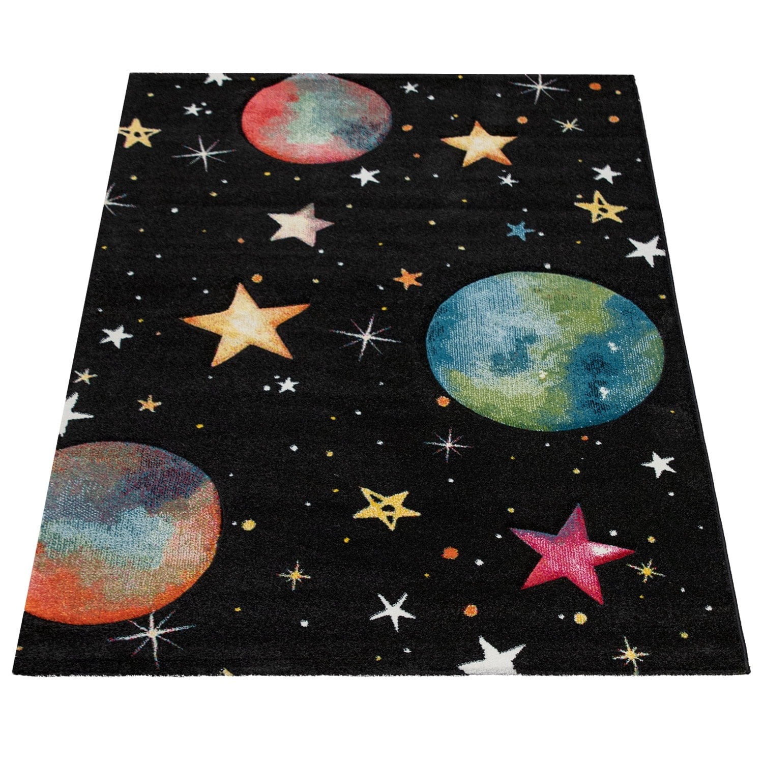 Paco Home Kids Universe Rug with colored Planet Earth and Stars Space ...