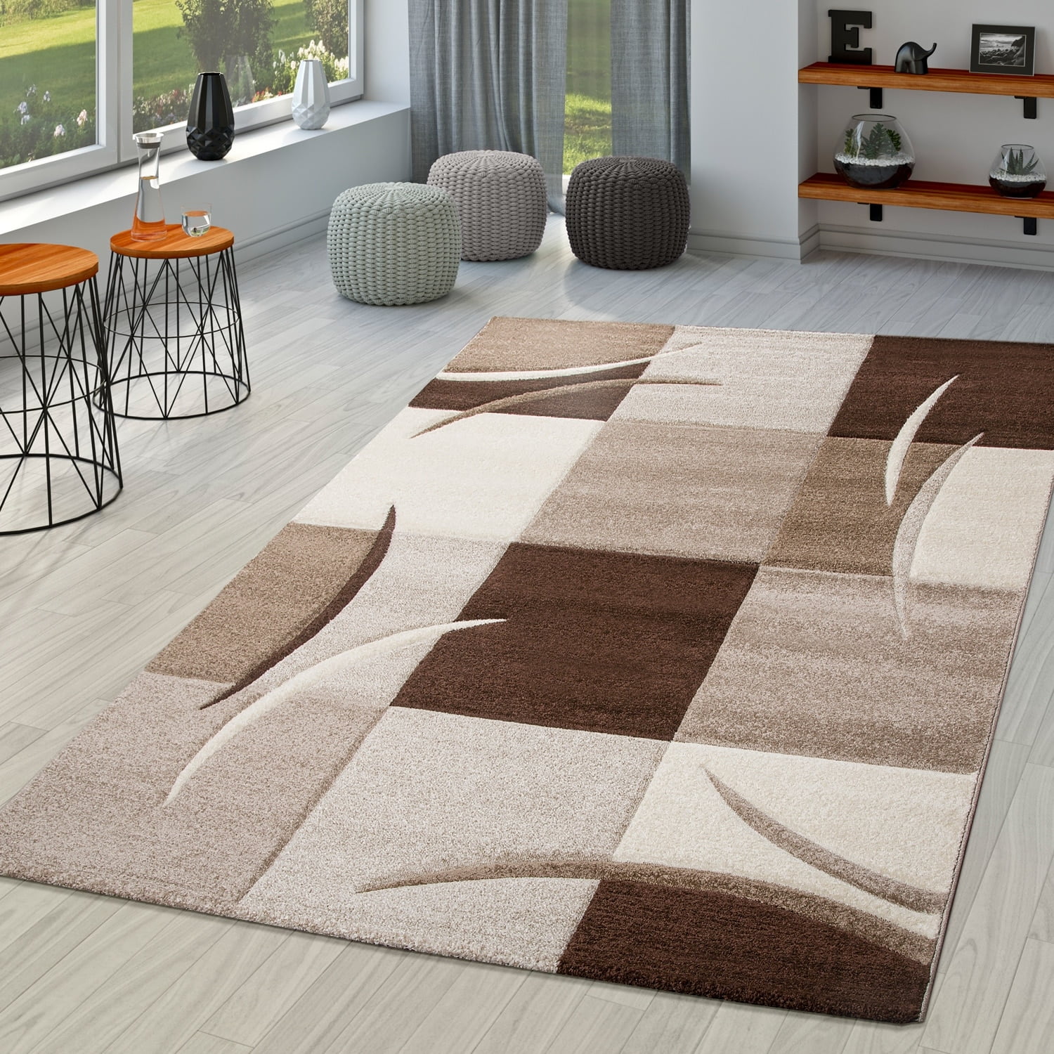 Paco Home Modern Checkered Area Rug with Contour Cut 2'8" x 4'11 ...