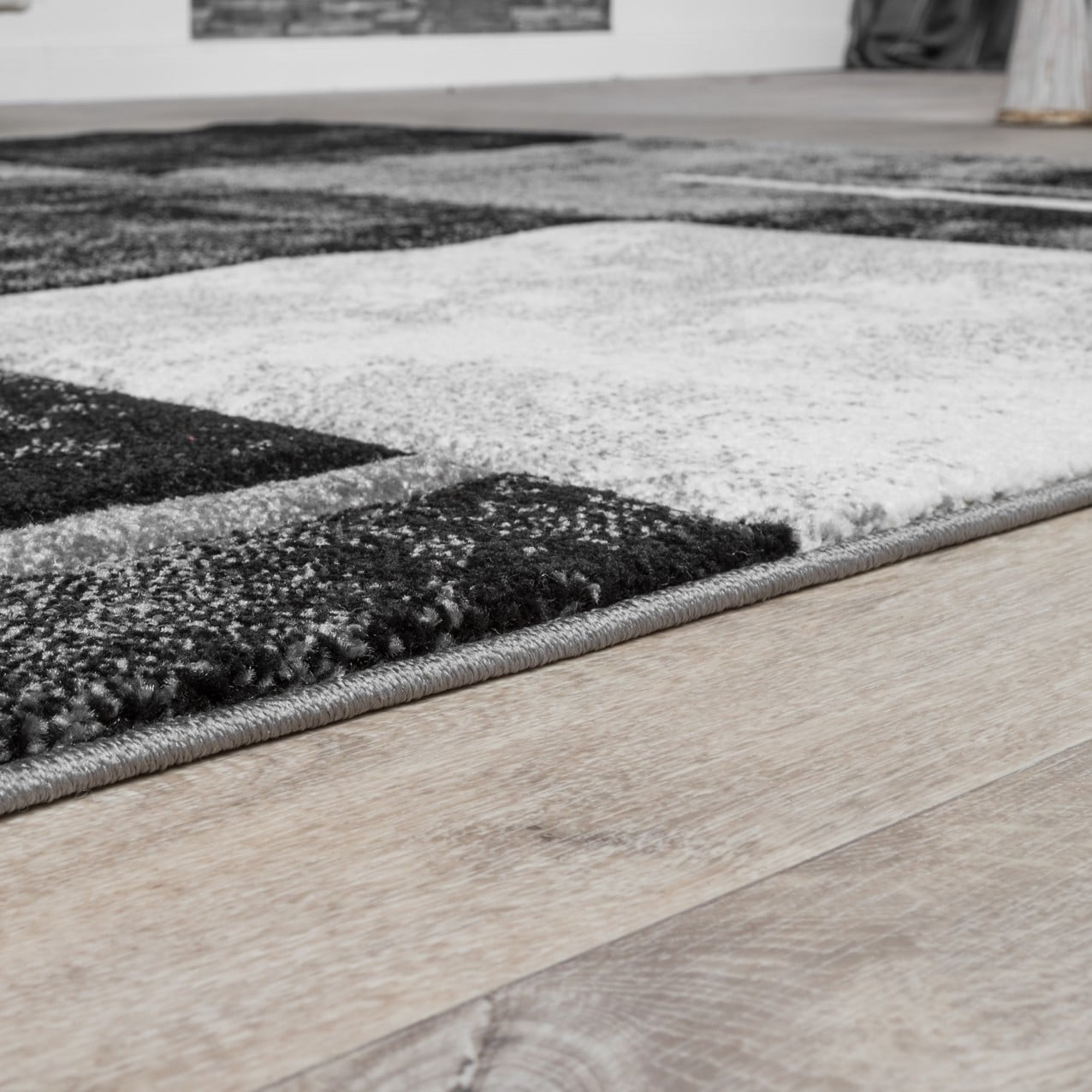 Paco Home Modern Designer Area Rug Checkered with Contour Cut grey 2'8 ...