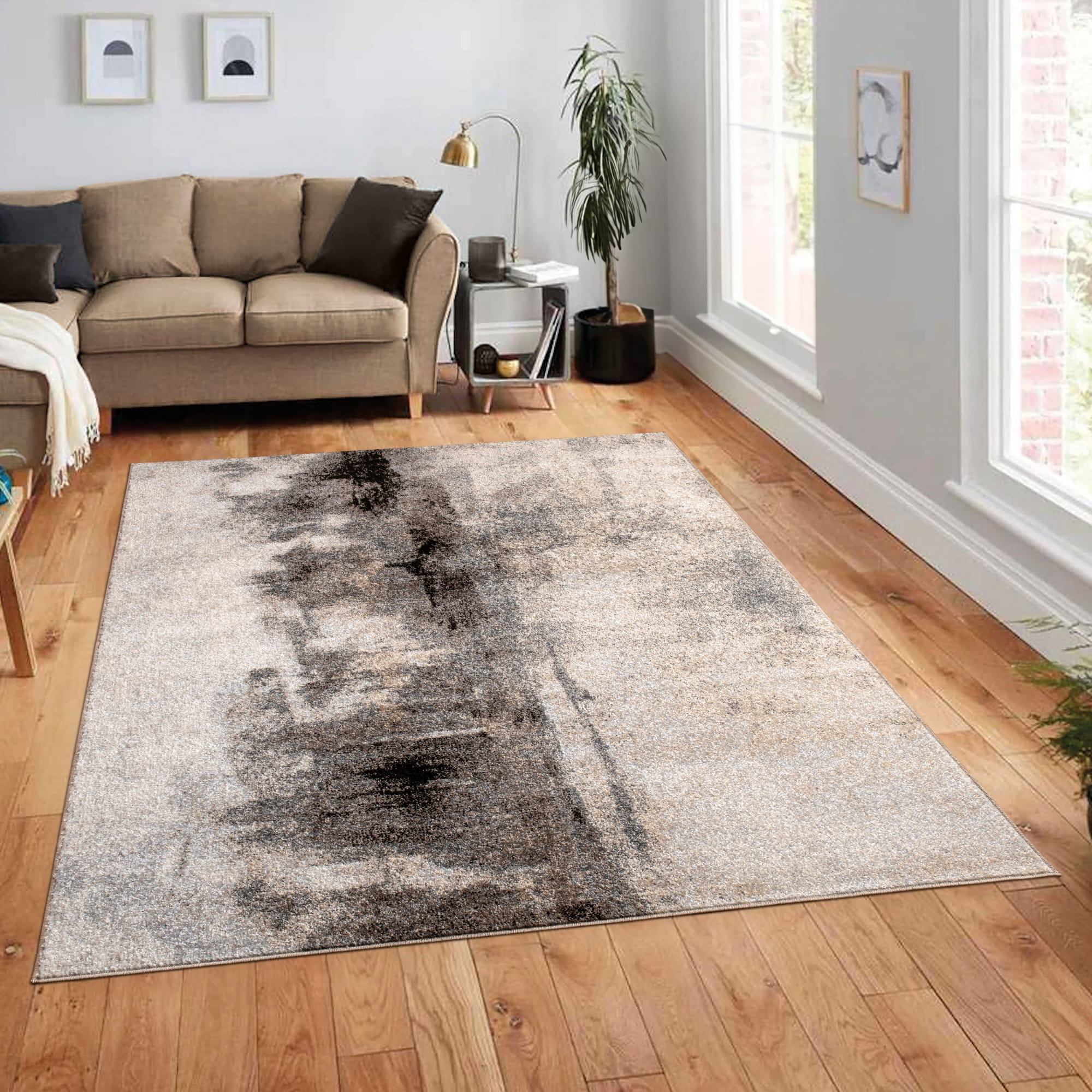 Paco Home - Modern Designer Rug with Abstract Pattern in Cream Brown ...