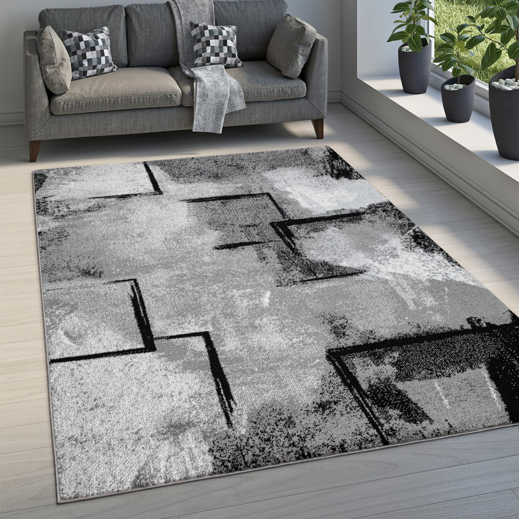 Paco Home Modern Designer Rug with Paint Effect - 4'7" x 6'7" (4'x6 ...