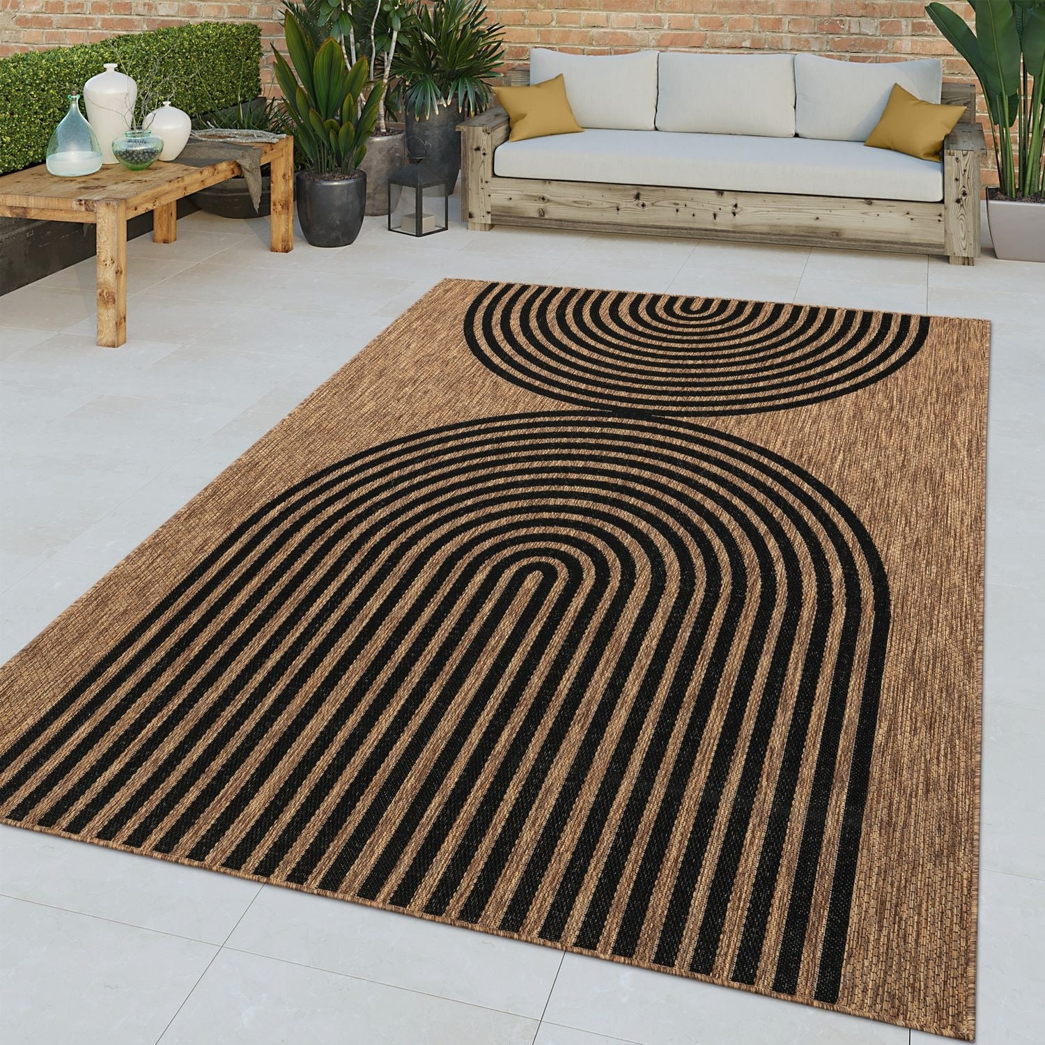 Paco Home Modern Indoor & Outdoor Rug with Boho Line Pattern nature - 3 ...