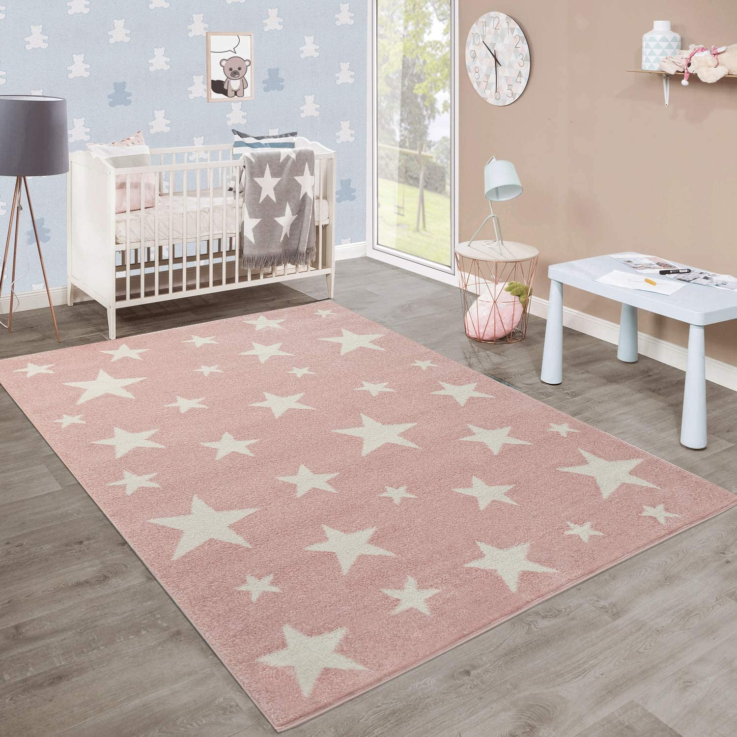 Paco Home Modern Short-Pile Kid’s Rug Star Design Children's Room ...