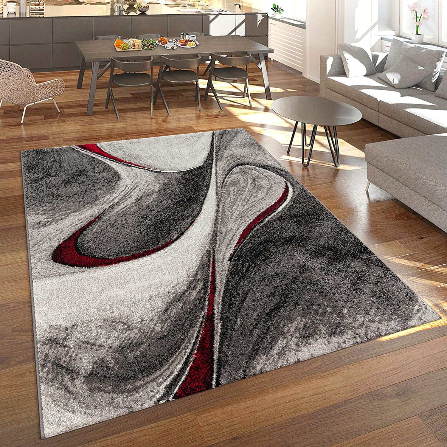 Paco Home Modern Short-Pile Rug Living Room Mottled Abstract Design ...