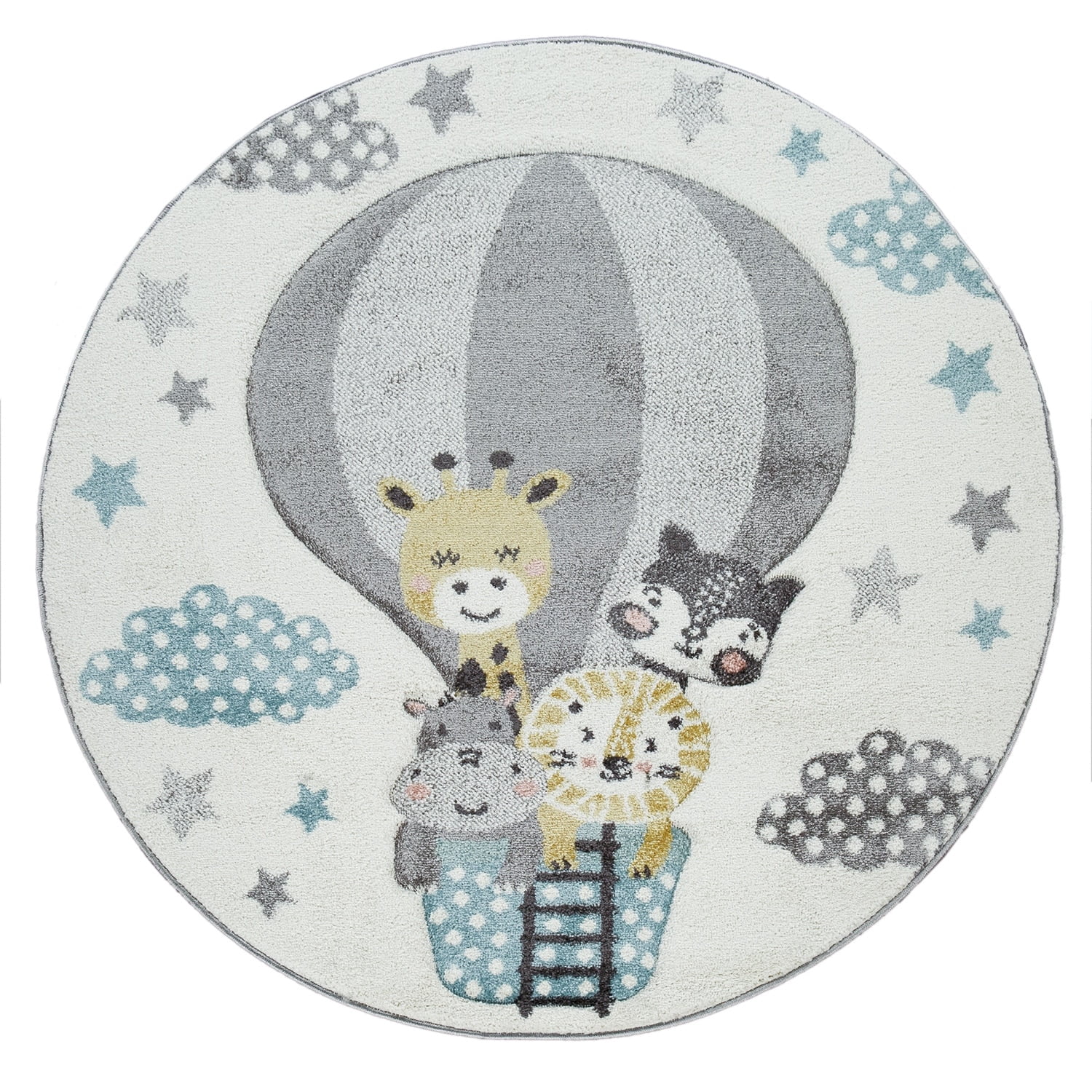 Paco Home Nursery Rug for Kids Cute Animals on a Hot Air Balloon in ...