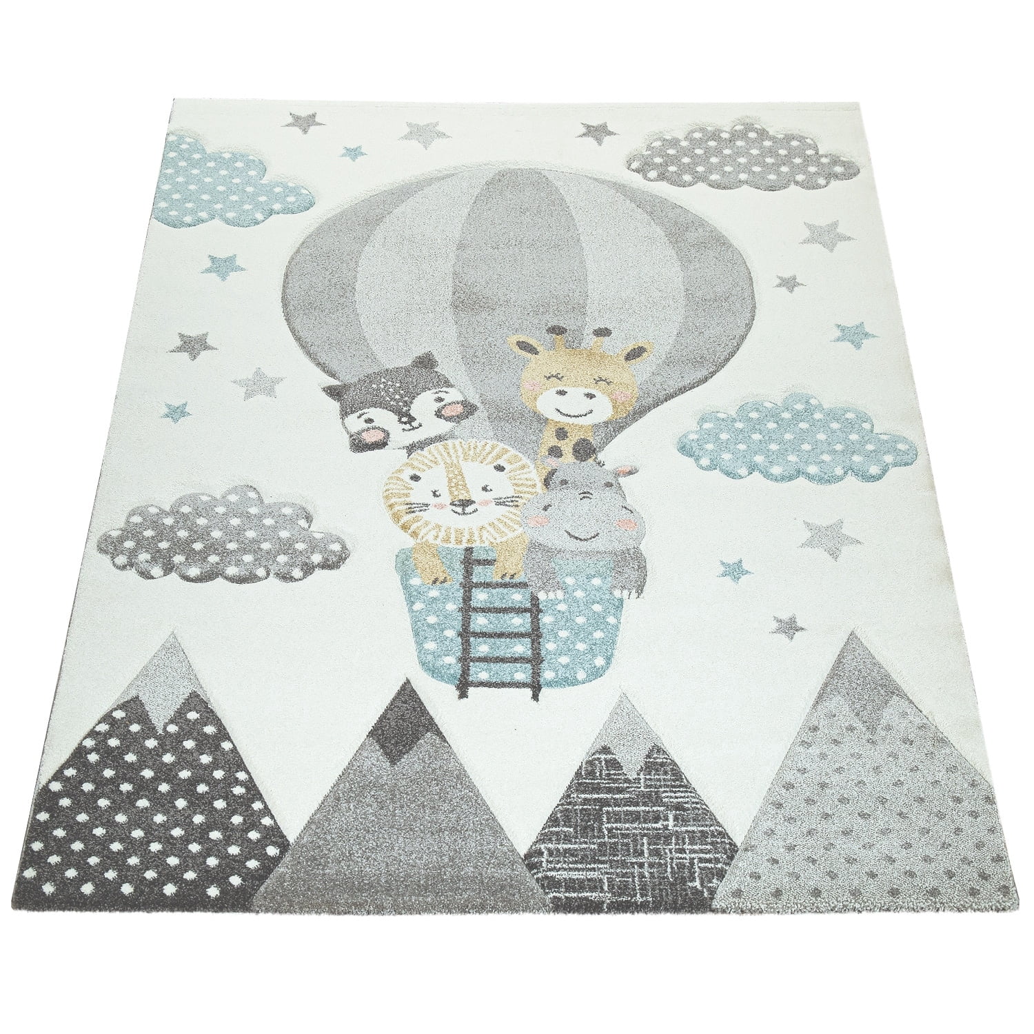 Paco Home Nursery Rug for Kids Cute Animals on a Hot Air Balloon in ...