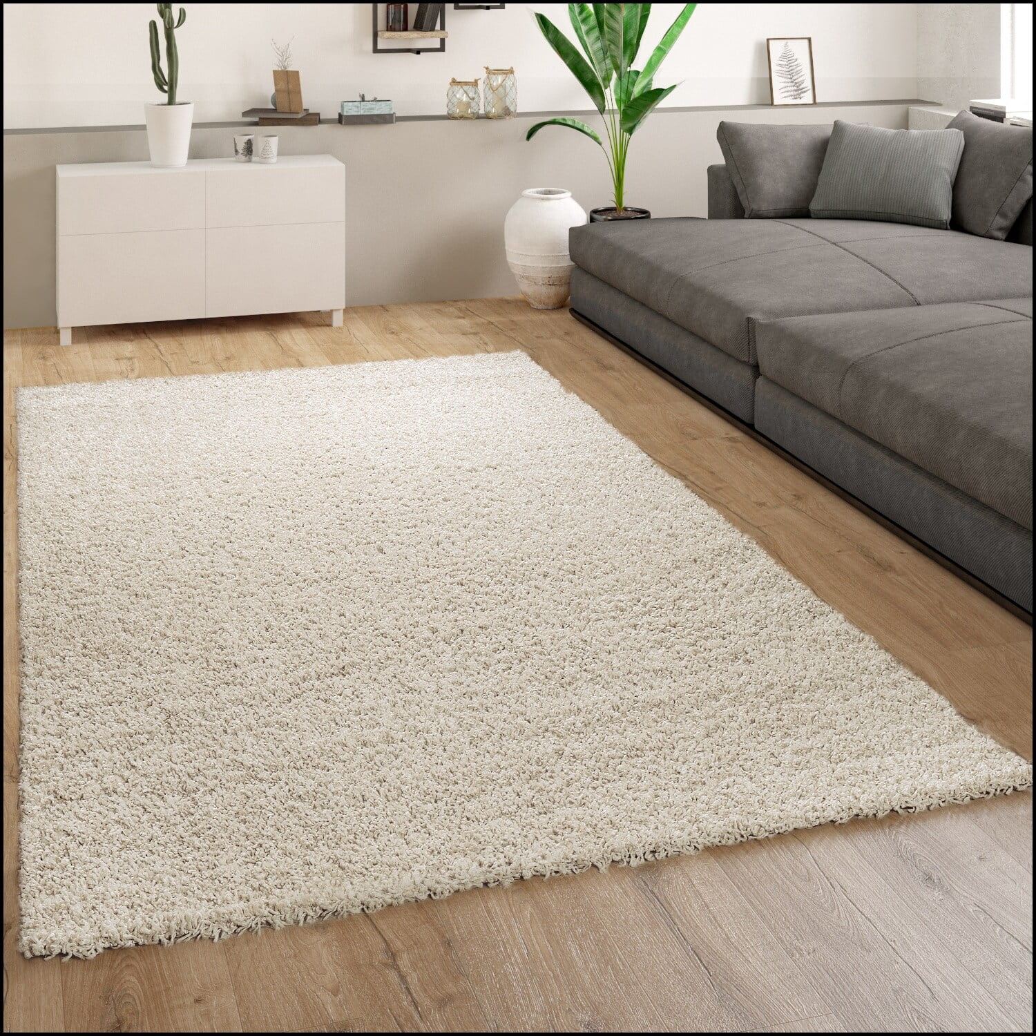 Paco Home Plain Shag Rug For Living Room or Bedroom in pastell colors 3 ...