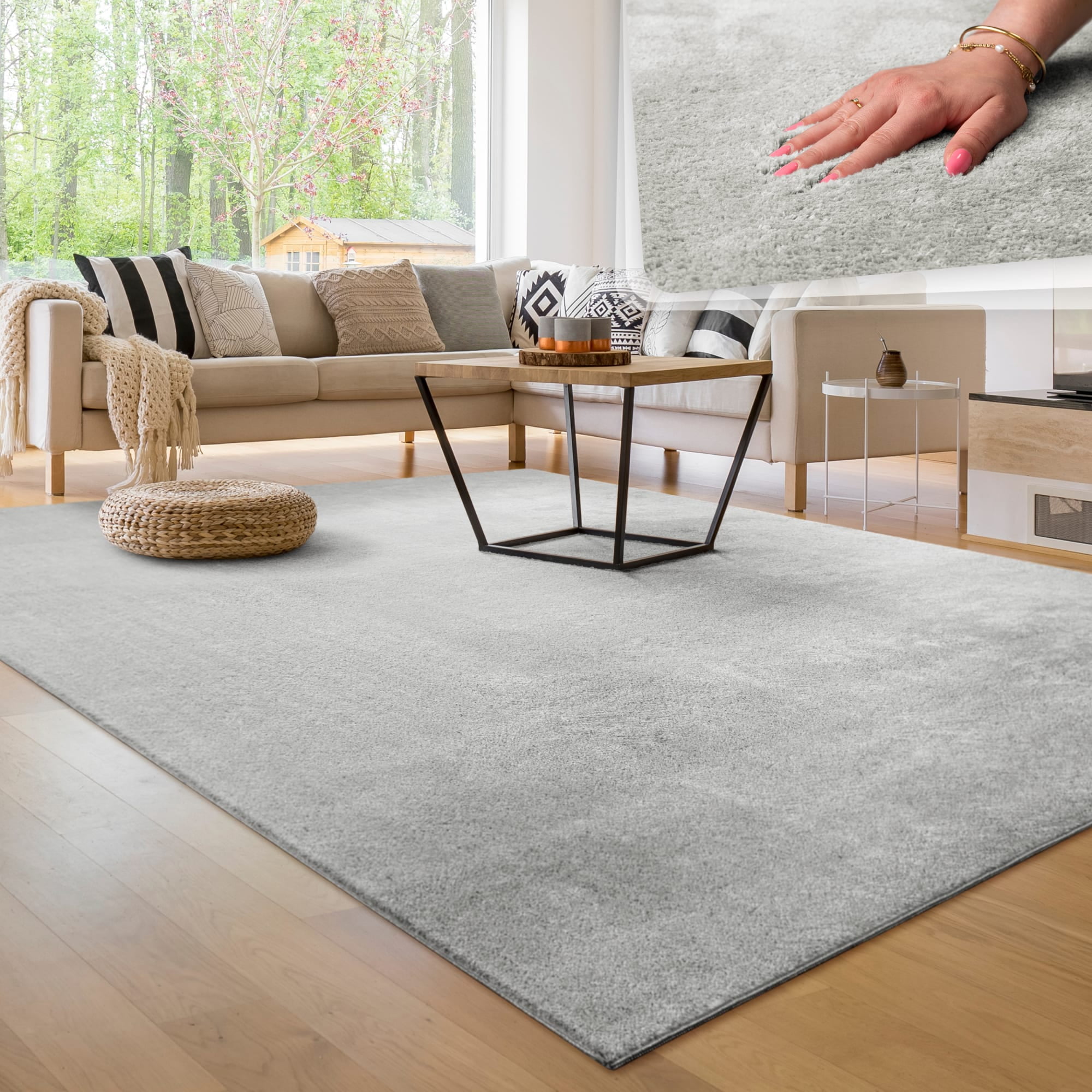 Paco Home Soft Washable Area Rug In Silver - 7'10" x 11'2" (8'x11 ...