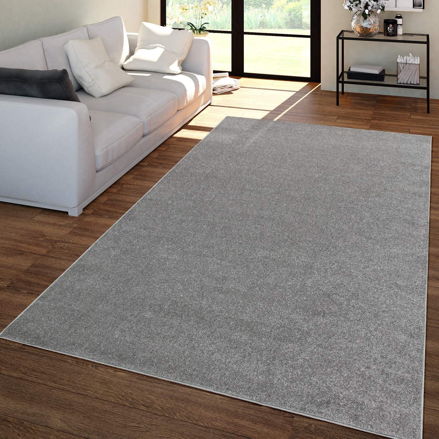 Paco Home Solid Area Rug in Anthracite Modern Plain Design, Size: 2'8 ...