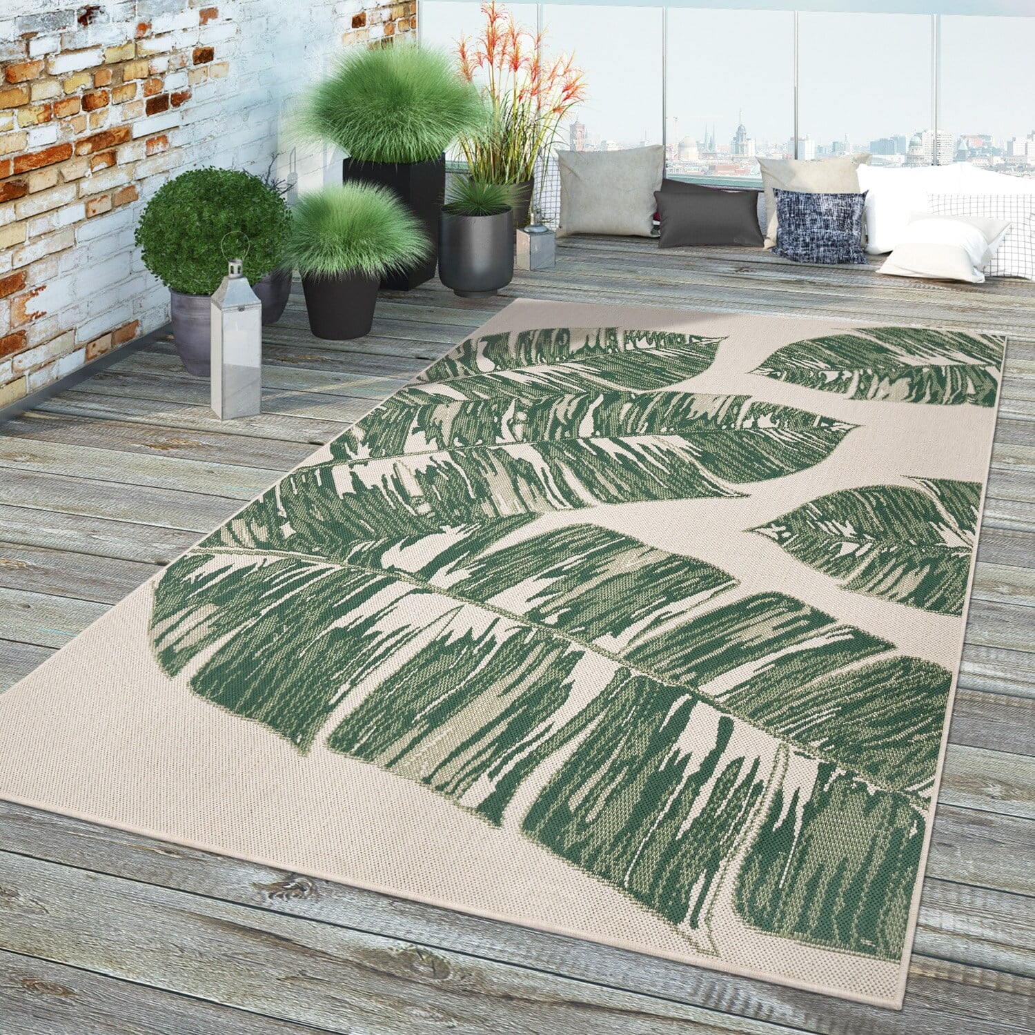 Paco Home Tropical Outdoor Rug Jungle Leaves Design for Patio 2' x 3'3 ...