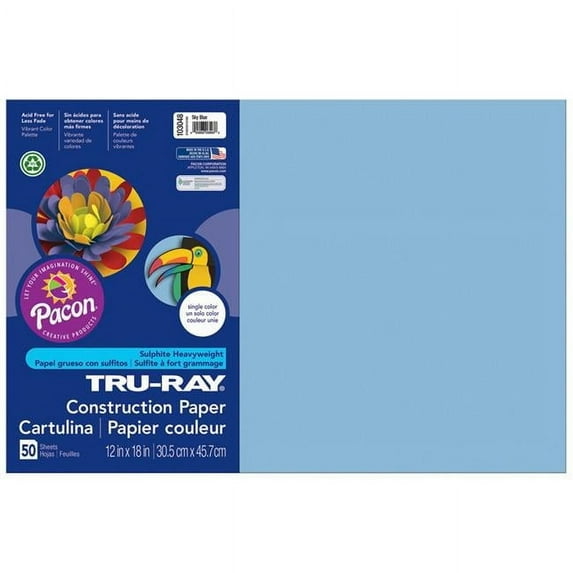 Pacon 12 x 18 in. Tru Ray Sky Blue Construction Paper - 50 Sheets Per ...