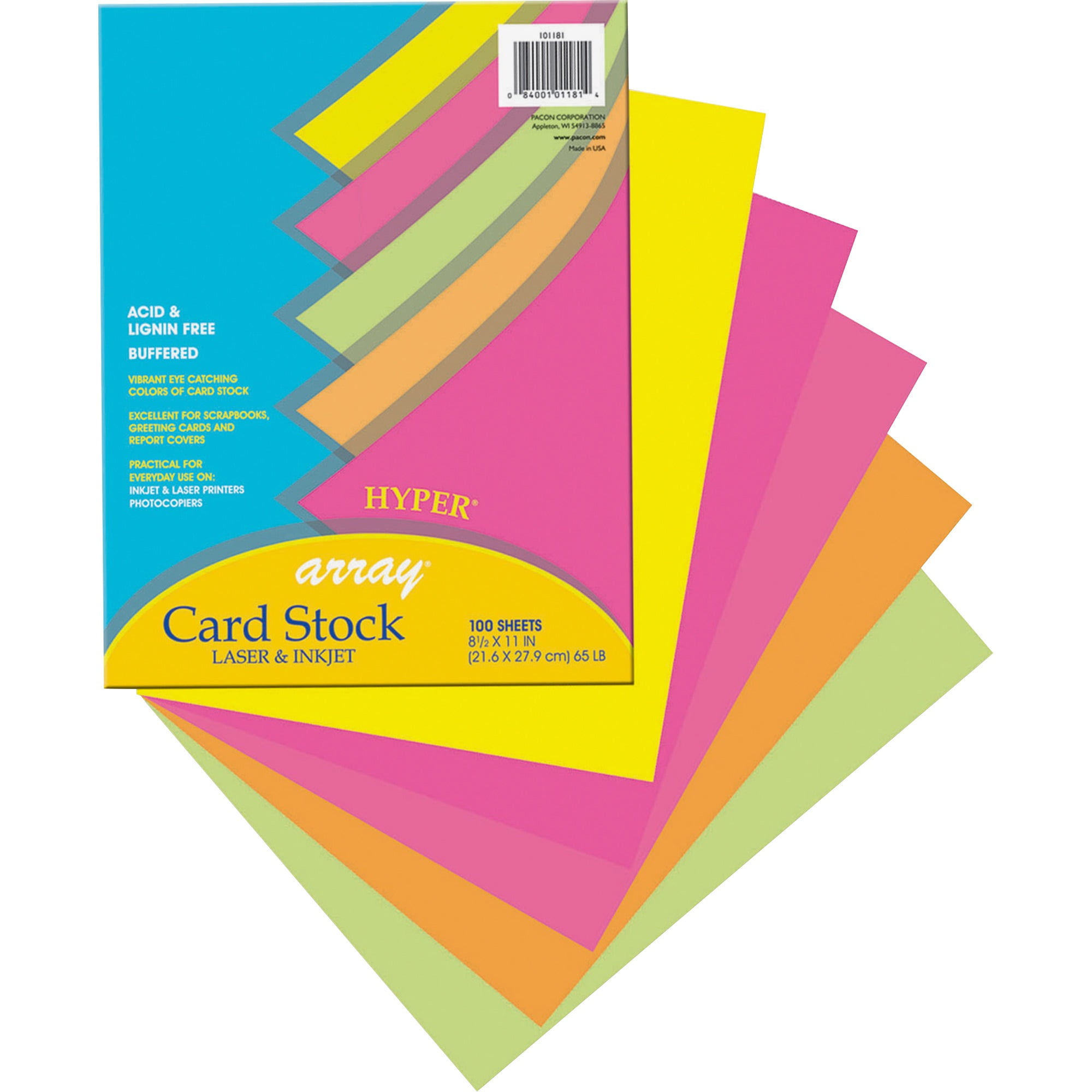 Pacon Array® Card Stock, 65 lb., Hyper Colors, 100 Sheets - Walmart.com