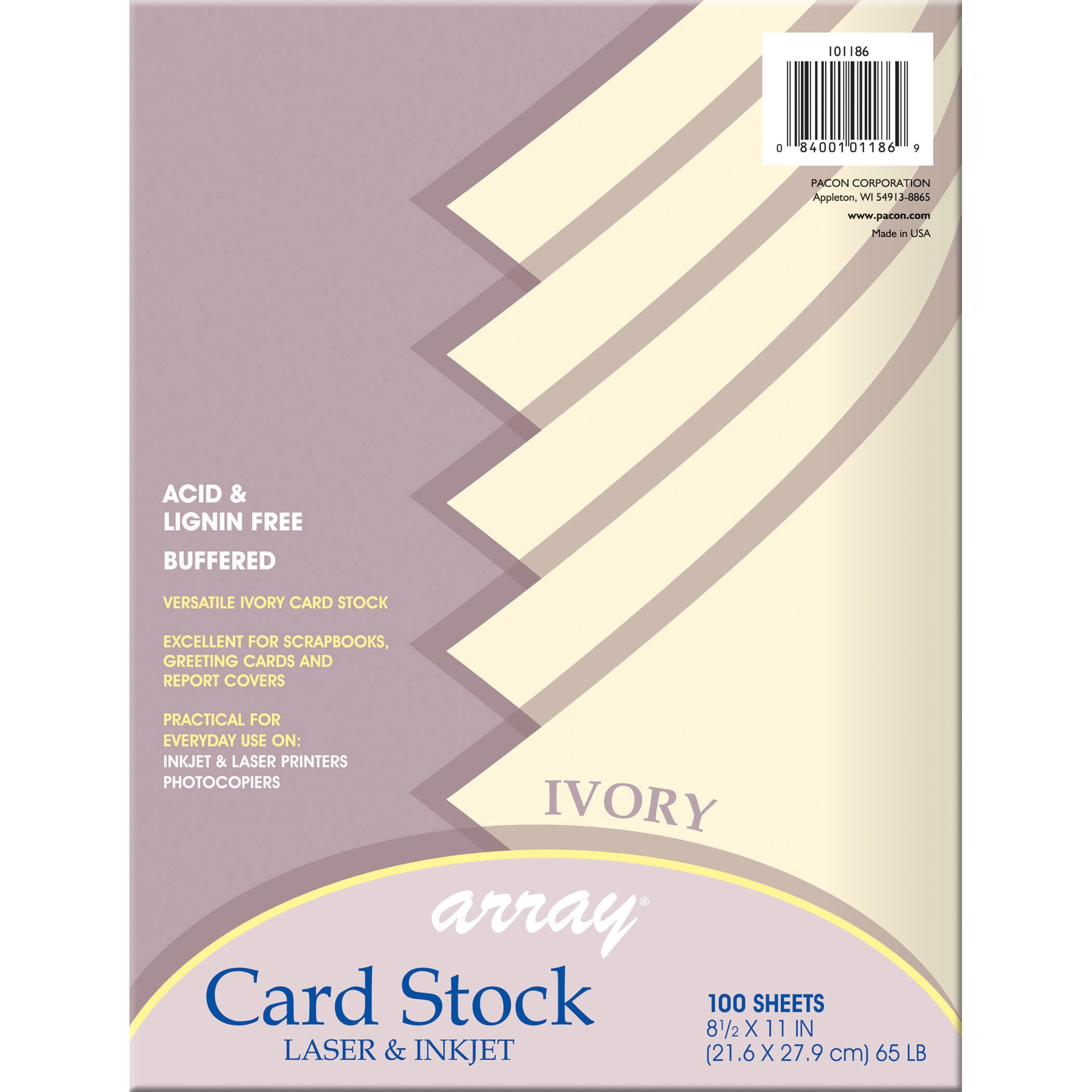 Pacon Array® Card Stock, 65 lb., Ivory, 100 Sheets Per Pack, 2 Packs ...