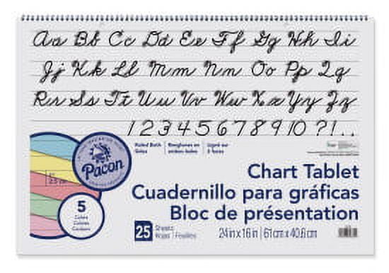 Pacon Chart Tablet, 1" Ruled, 24" x 16", Assorted Colors, 25 Sheets ...