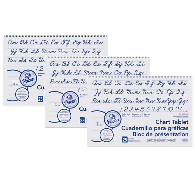 Pacon Chart Tablet, 1" Ruled, 24" x 16", White, 25 Sheets - Walmart ...