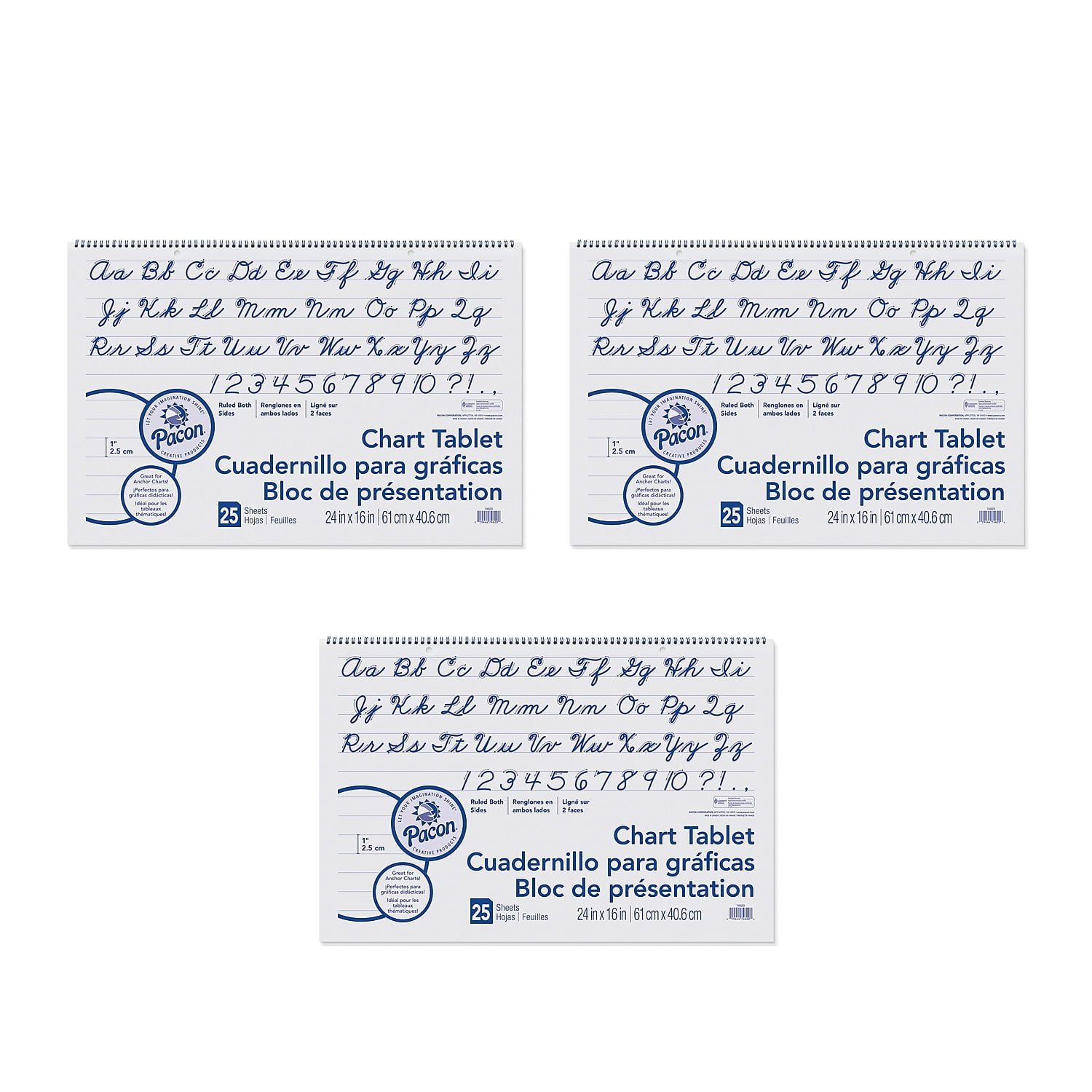 Pacon Chart Tablet Easel Pad White 25 Sheets 3 Tablets (PAC74620-3 ...