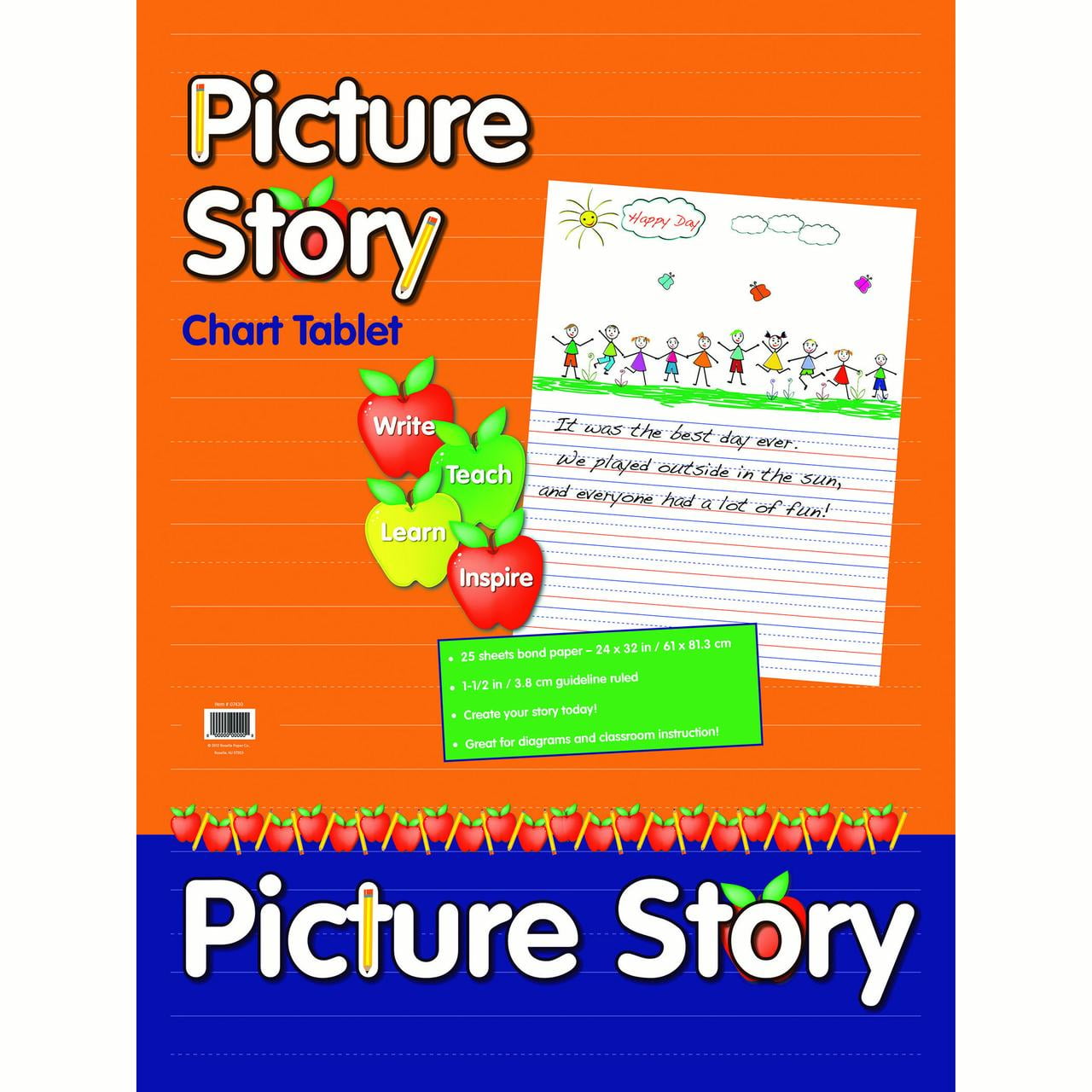Pacon® Chart Tablet, Picture Story, 24" x 32", White - 25 Sheets per ...