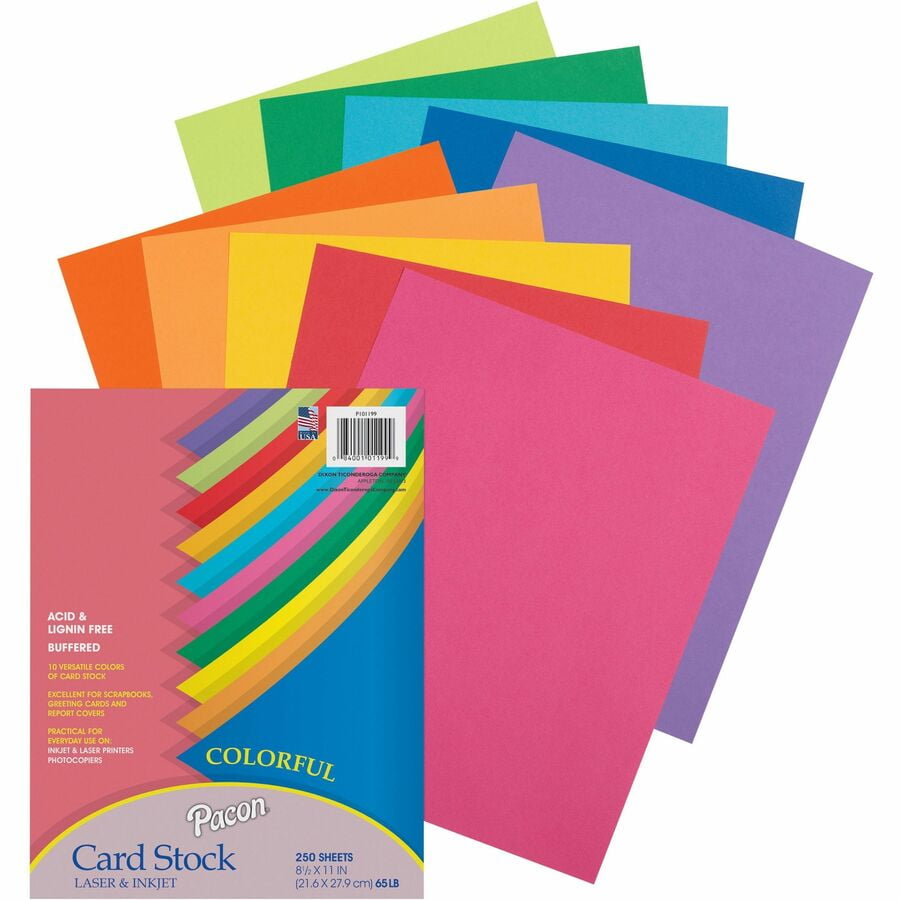 Pacon Colorful Card Stock Assortment, 10 Colors, 8-1/2" x 11", 250 ...