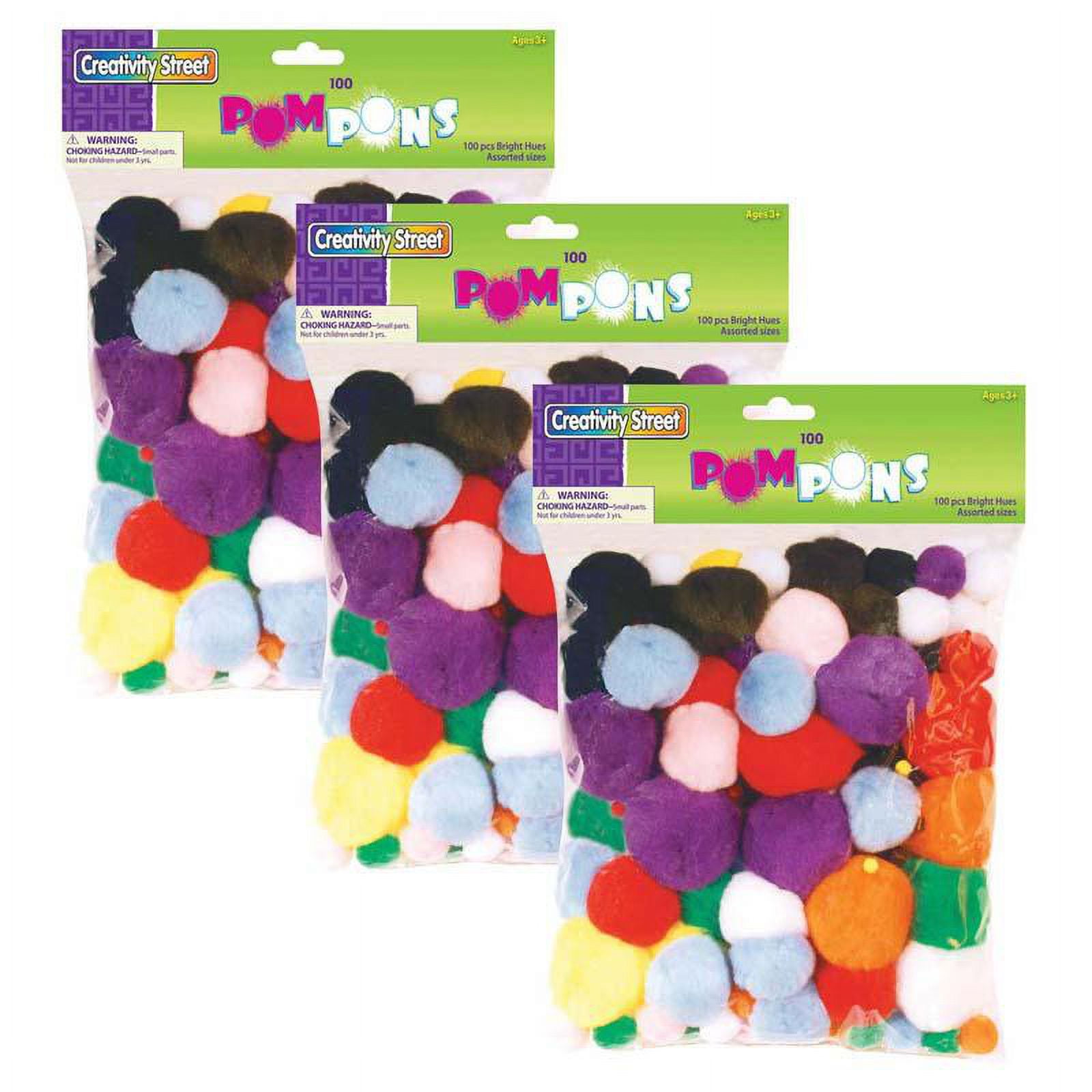 Pacon Creativity Street Pom Pons Bright Hues Assorted Sizes 100 Pieces ...