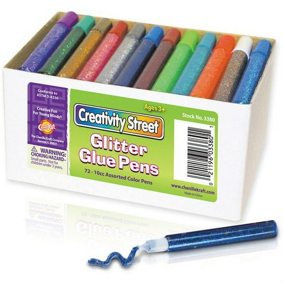 Pacon Glitter Glue Pens Classpack - Decoration, Fun and Learning, Collage, Classroom - 72 / Box ...