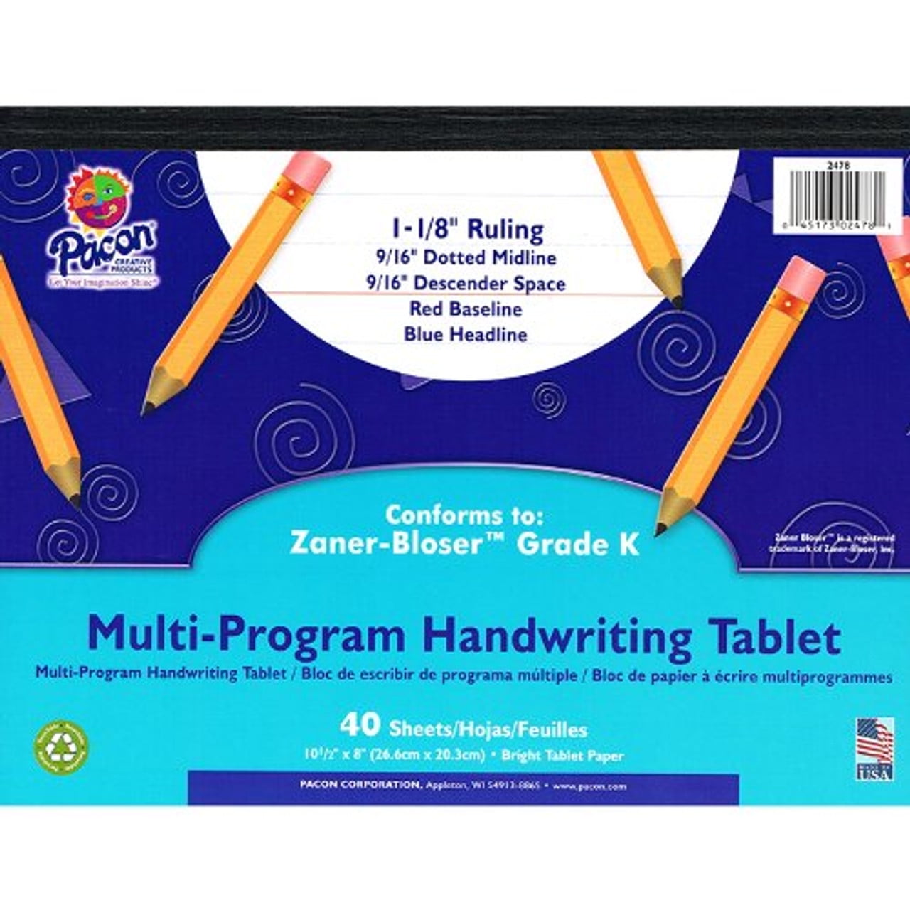 Pacon Grade K Multi-program Handwriting Tablet - 40 Sheets - Both Side ...