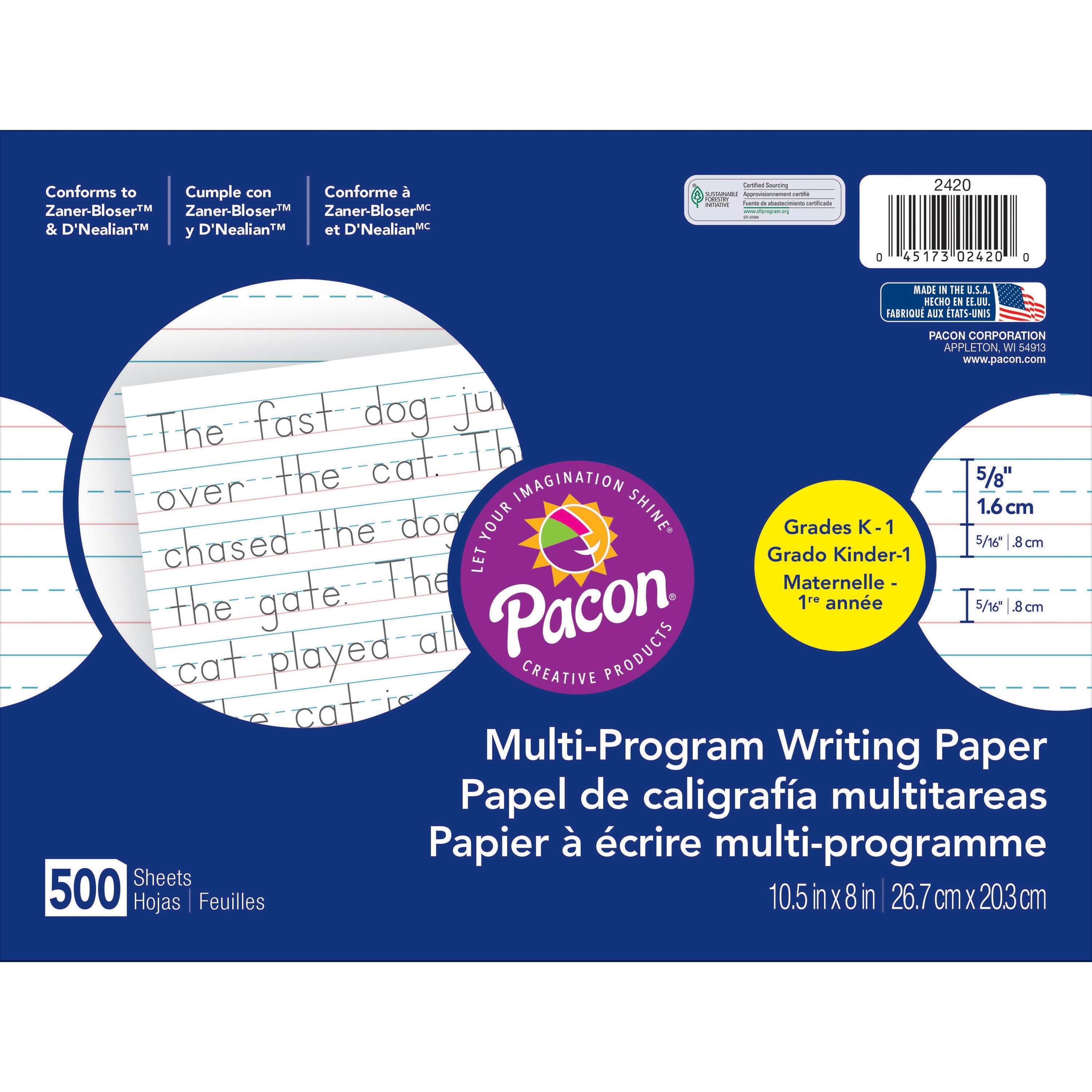 "Pacon Primary Writing Lined Pad for Multi-Program Method, Grades K & 1 ...
