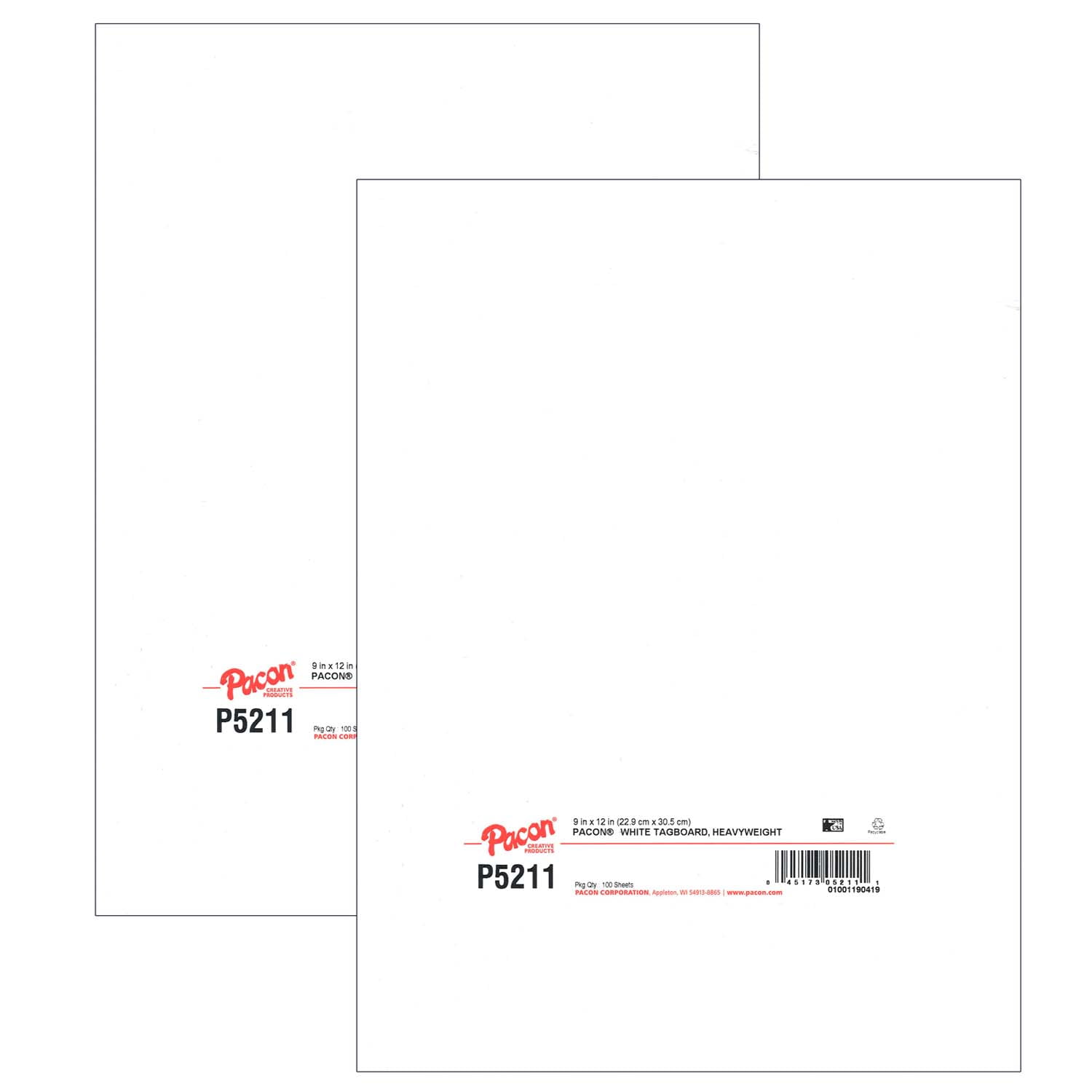 Pacon Heavyweight Tagboard, White, 9" x 12", 100 Sheets Per Pack, 2 ...