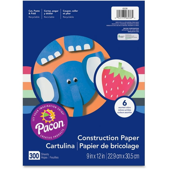 PaconÂ® Lightweight Assorted Construction Paper, 9â x 12â , 300 Sheet ...