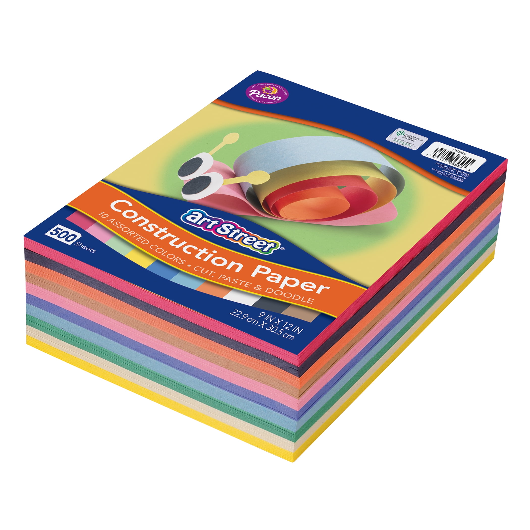 Pacon Lightweight Construction Paper, 9 x 12 Inch, 50 lb, Assorted ...