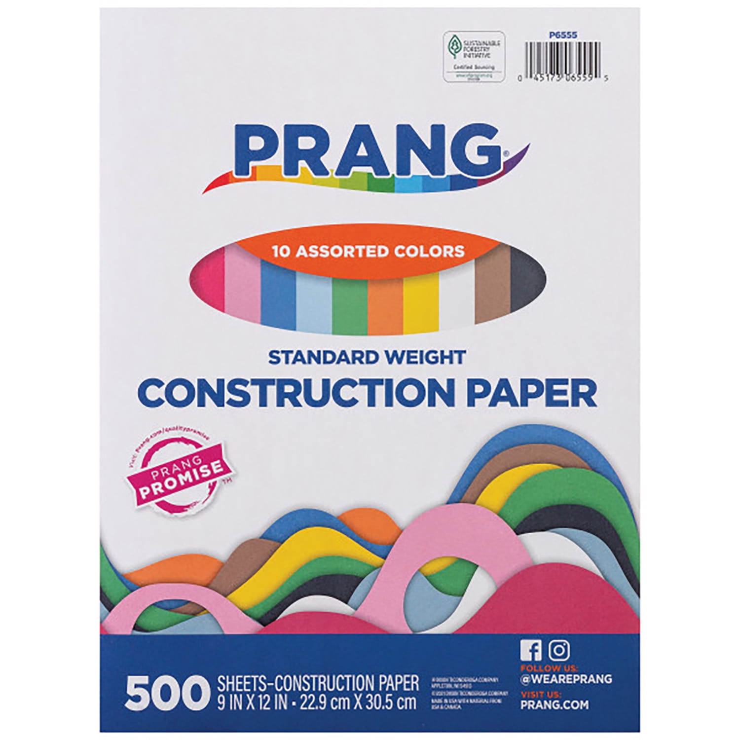 Pacon Lightweight Construction Paper, 9" x 12", 10 Assorted Colors, 500 ...