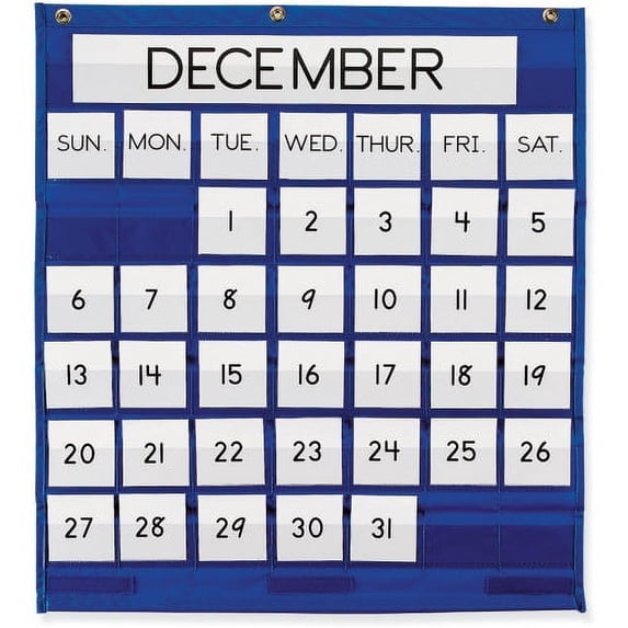 Pacon Monthly Calendar Pocket Chart, 25x28, 7 Columns, 6 Rows, English ...