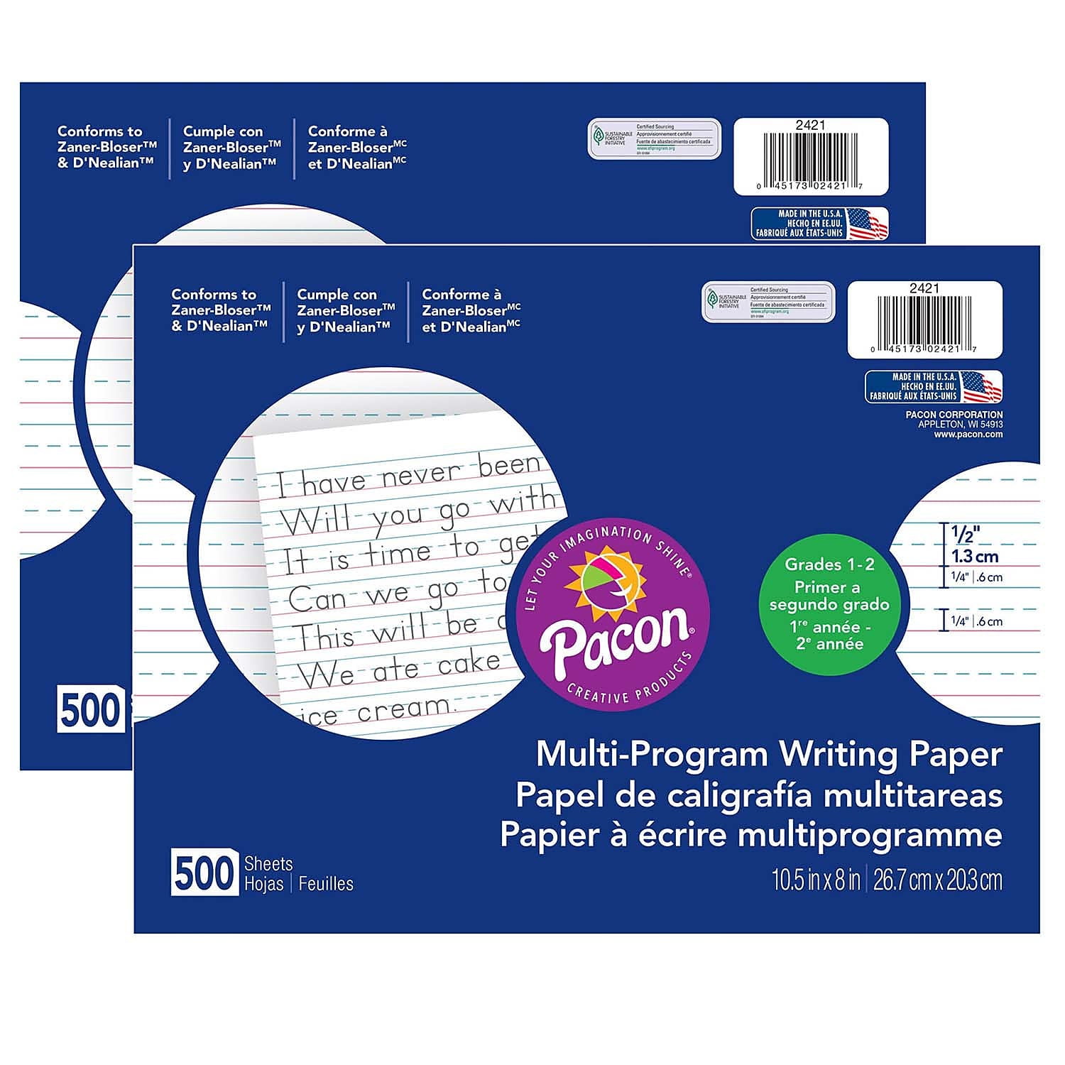 Pacon Multi-Program Handwriting Paper, 1/2" Ruled (Long Way), White, 10 ...
