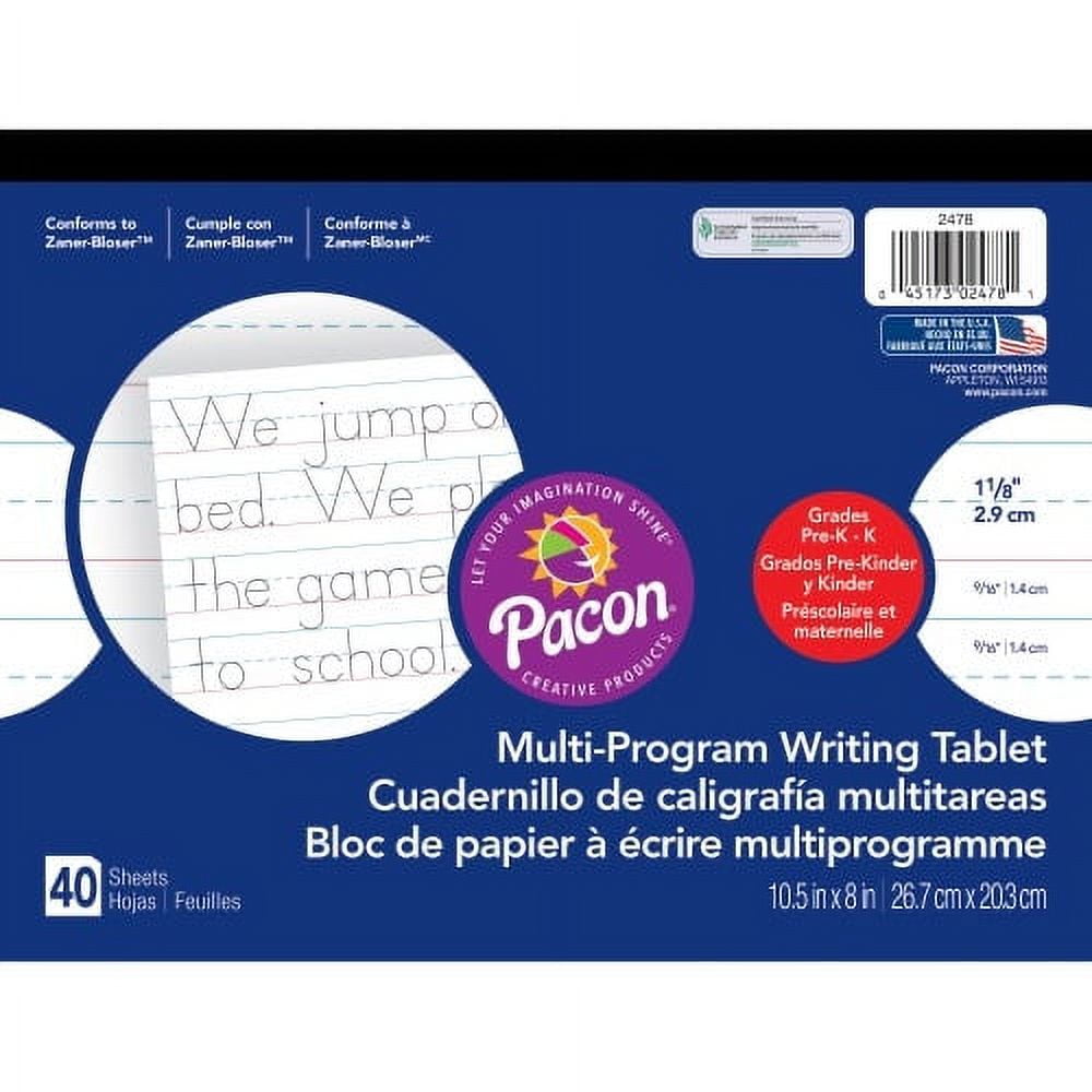 Pacon Multi-Program Handwriting Tablet, Zaner-Bloser, 1-1/8" x 9/16" x ...