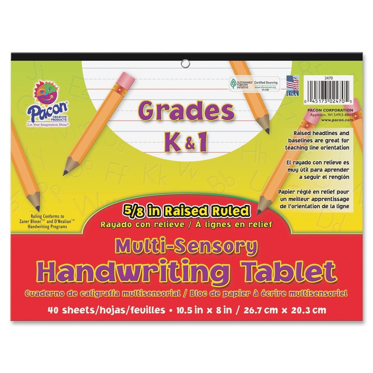 Pacon Multi-Sensory Raised Ruled Paper-2PK - Walmart.com