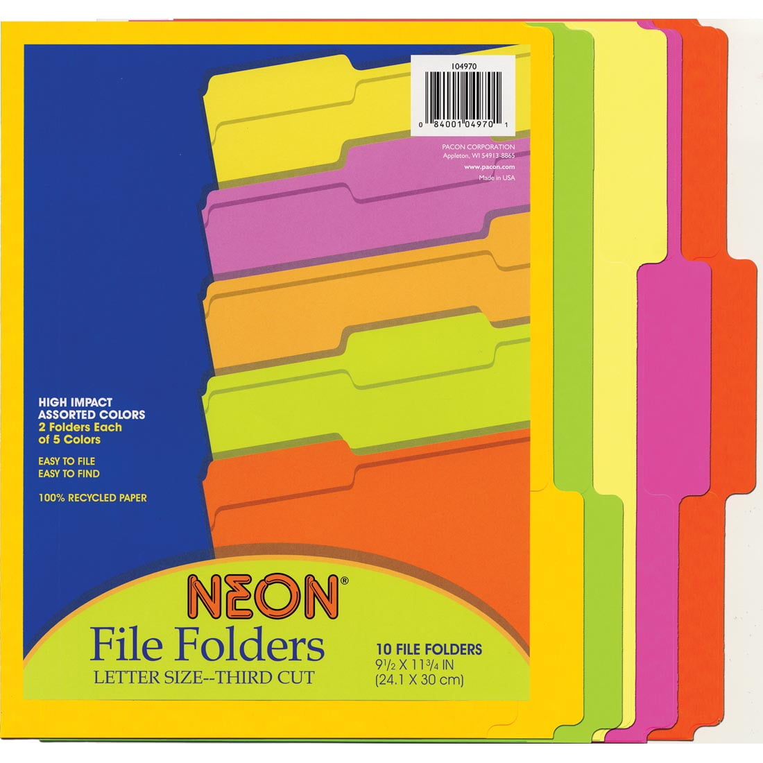 Pacon NEON File Folders - Colorful and Multiple Assorted File Holders ...