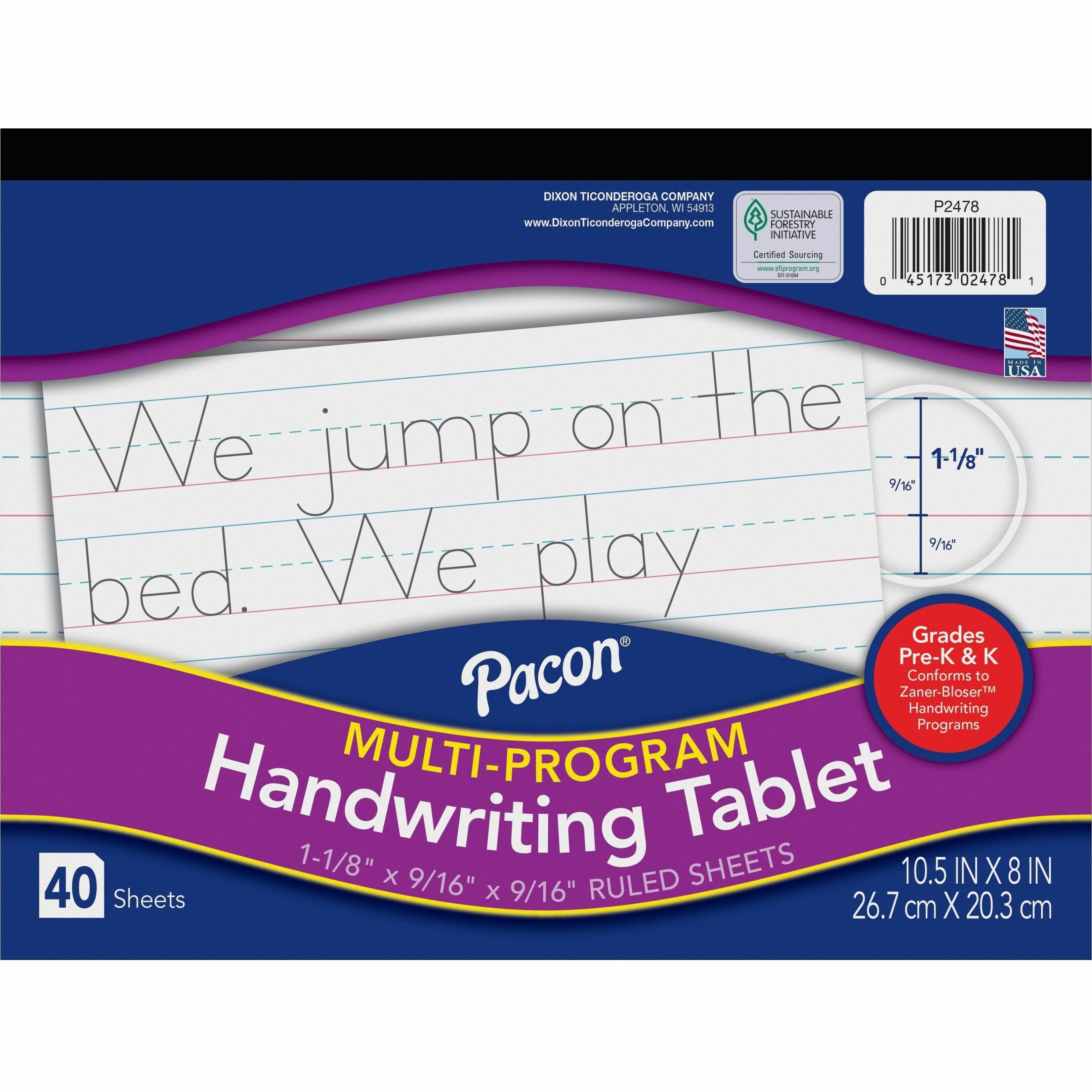 Pacon, Multi-Program Handwriting Tablet, PAC2478, Kindergarten ...