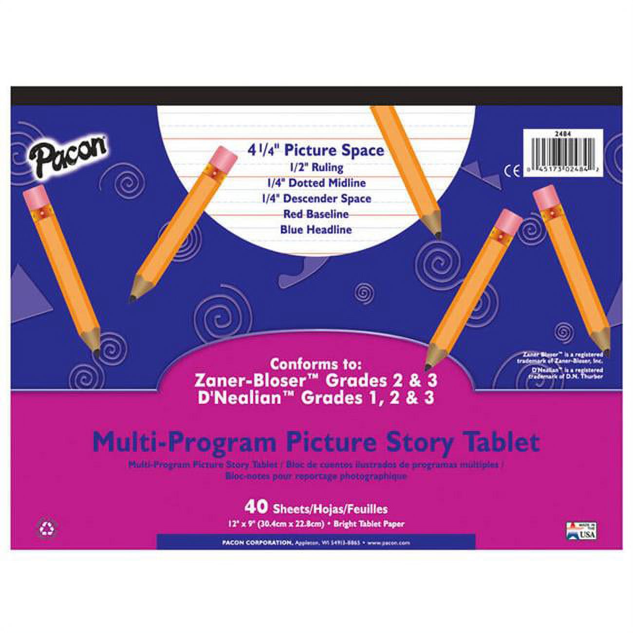 Pacon PAC2484BN 12 x 9 in. Picture Story Paper 0.5 in. Rule Long - 12 ...